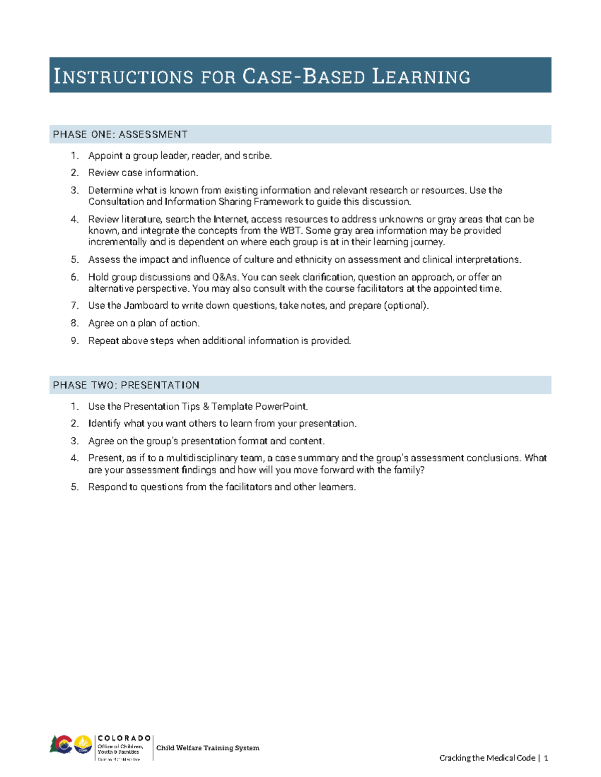 Instructions for Case Based-Learning 5 - INSTRUCTIONS FOR CASE-BASED ...