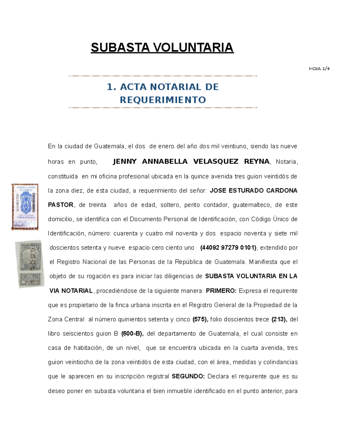 Esquema de Subasta Voluntaria de derecho registral - SUBASTA VOLUNTARIA ...