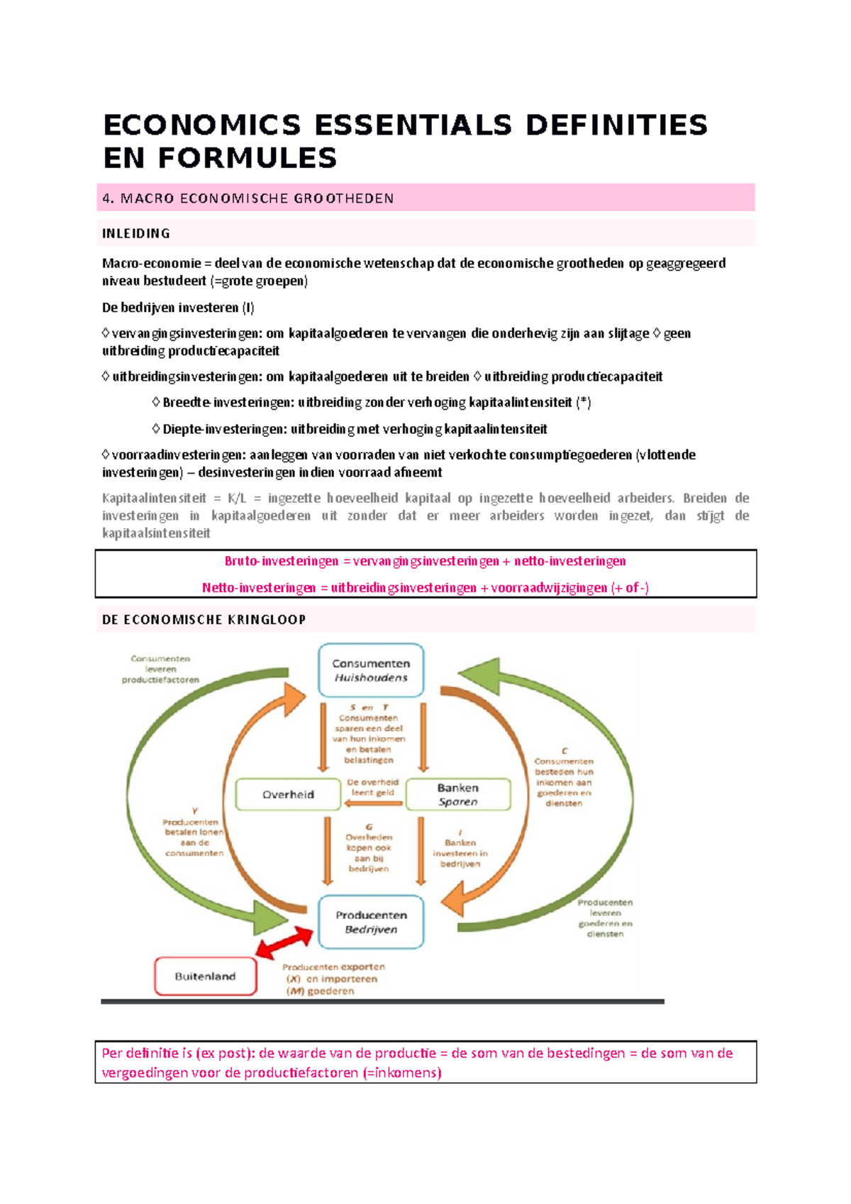 Economics Essentials definities en formules (macro economie - ECONOMICS ...