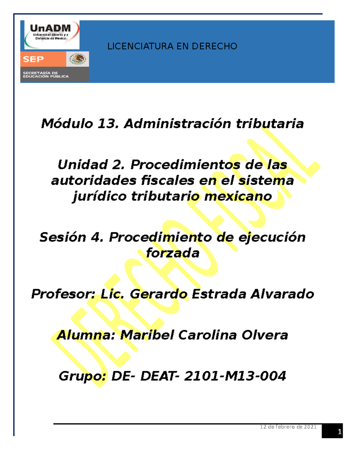 Módulo 13 s4 - ACTIVIDADES S4 - 12 de febrero de 2021 Módulo 13 ...
