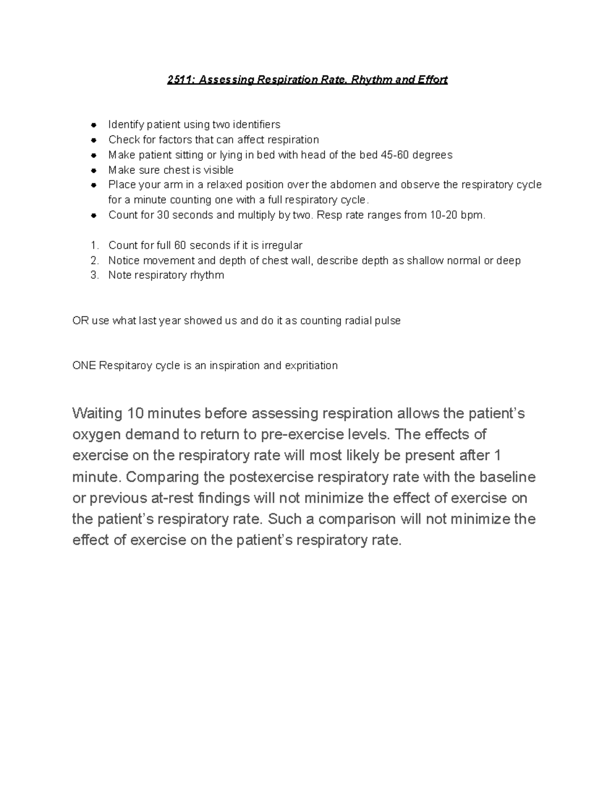 2511 Assessing Respiration Rate, Rhythm and Effort - Count for 30 ...