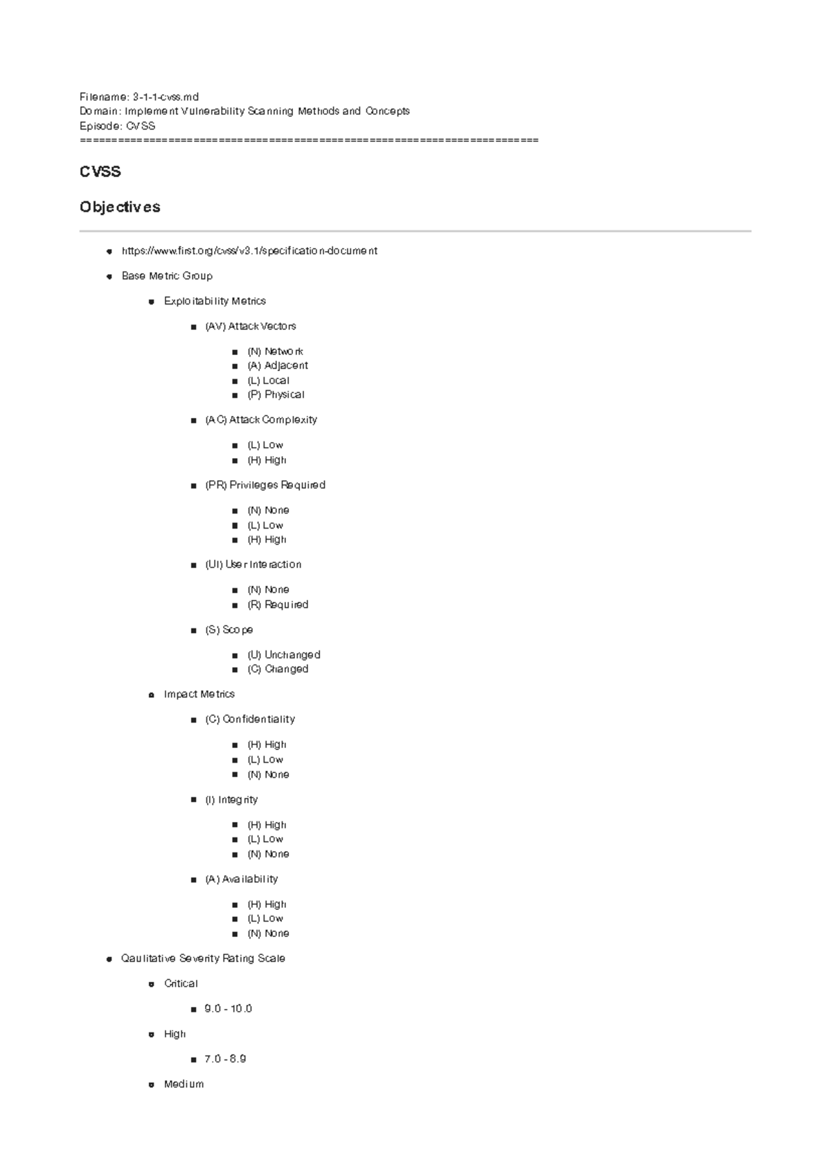 Cysa 1c 3 1 1 cvss - Note - Filename: 3-1-1-cvss Domain: Implement Vulnerability Scanning ...