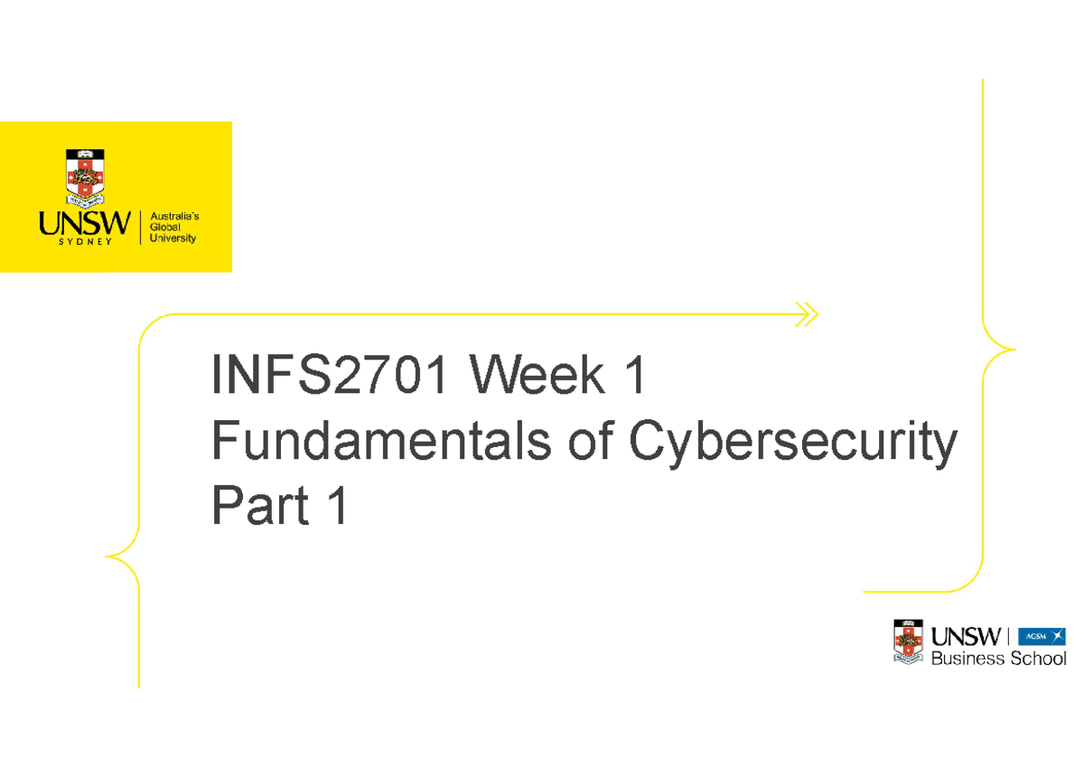 Infs2701 Week 1 Lecture Notes Fundamentals Of Cybersecurity Infs2701 Week 1 Fundamentals Of