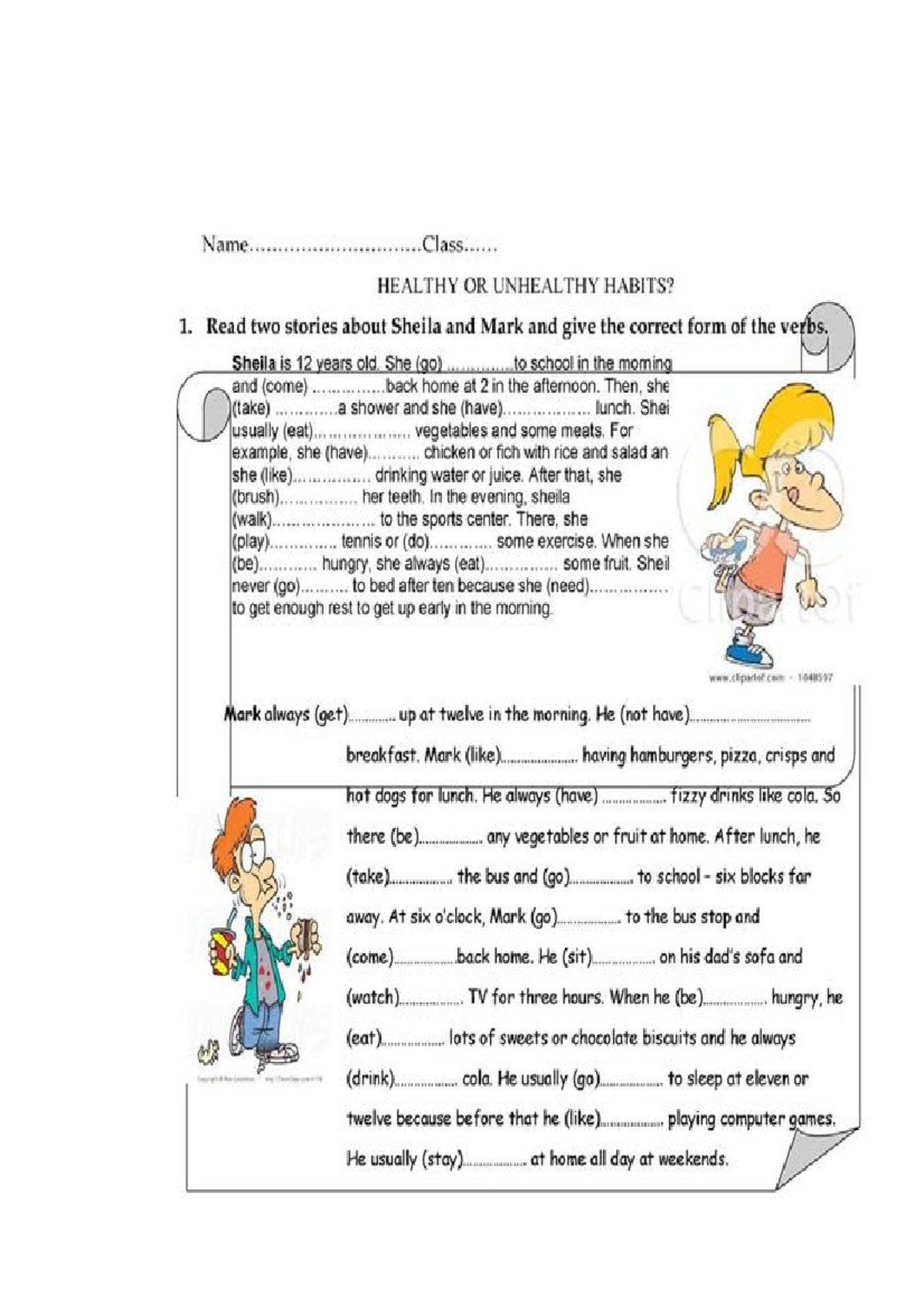 Worksheet+simple+present+healthy+habits - Ingles - Studocu