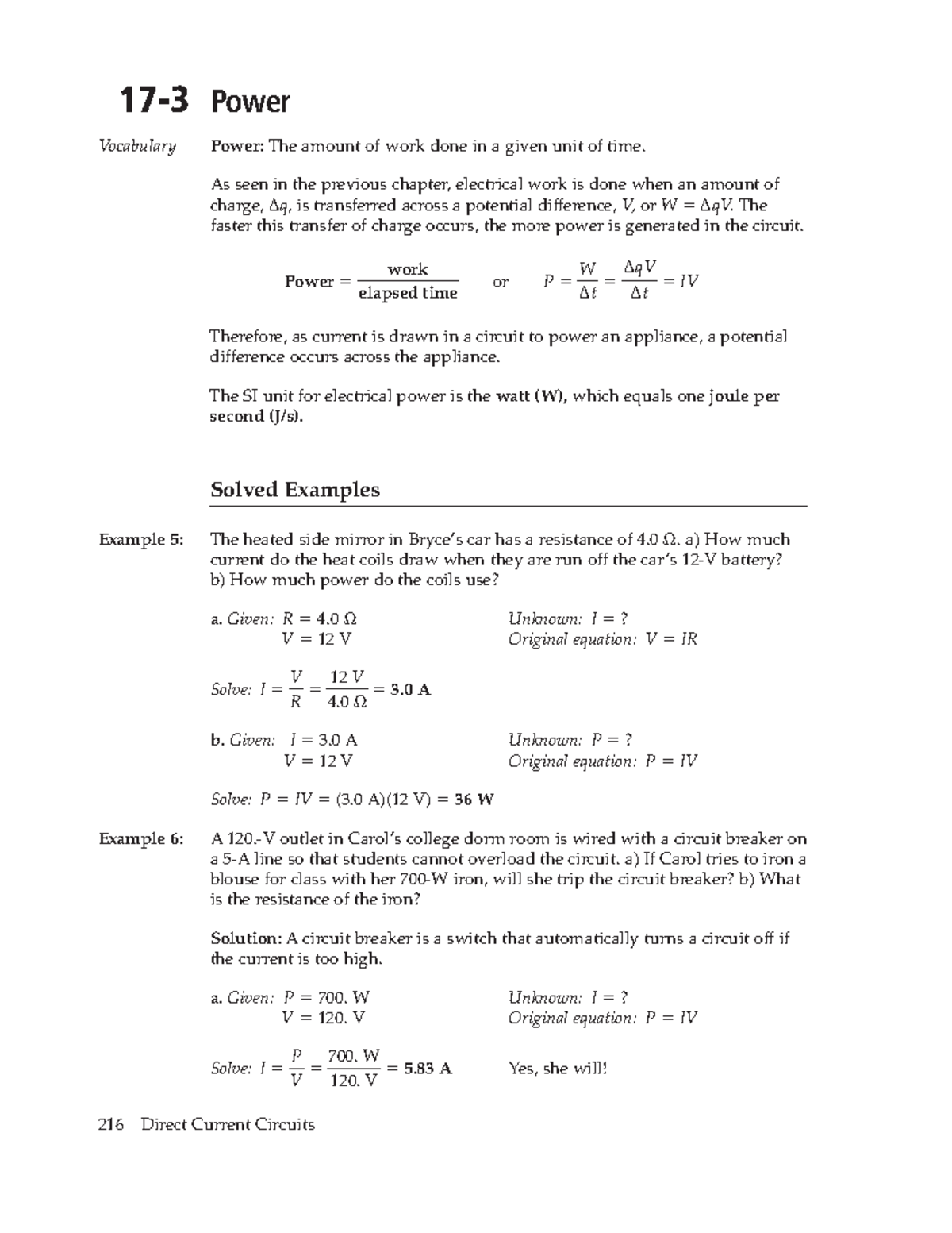 Problems Involving Power: Solutions and Answer - 17-3 Power Vocabulary ...
