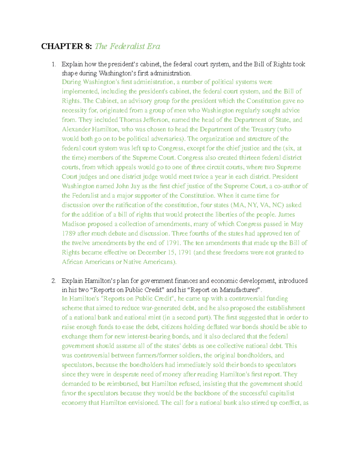 Chapter 8 HW Questions - CHAPTER 8: The Federalist Era Explain how the ...