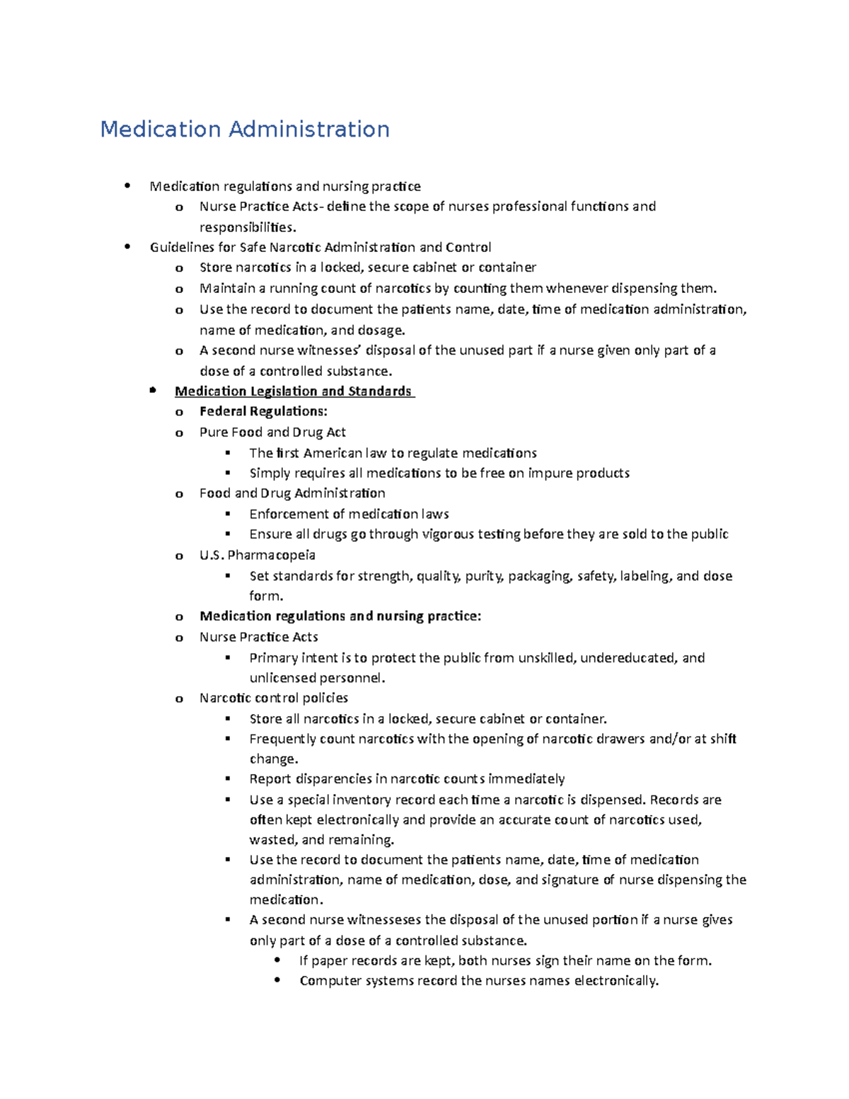 Medication Administration Book notes - Medication Administration ...