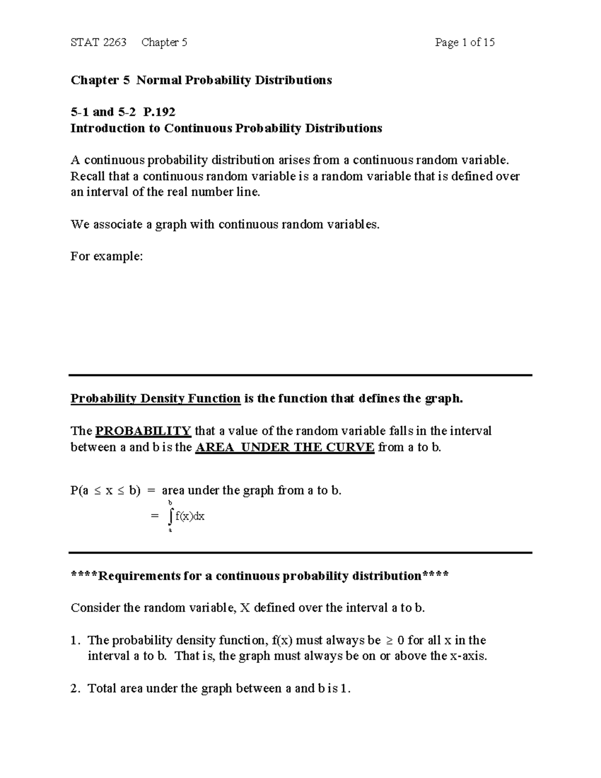 Chapter 5 - Lecture notes 5 - Chapter 5 Normal Probability ...