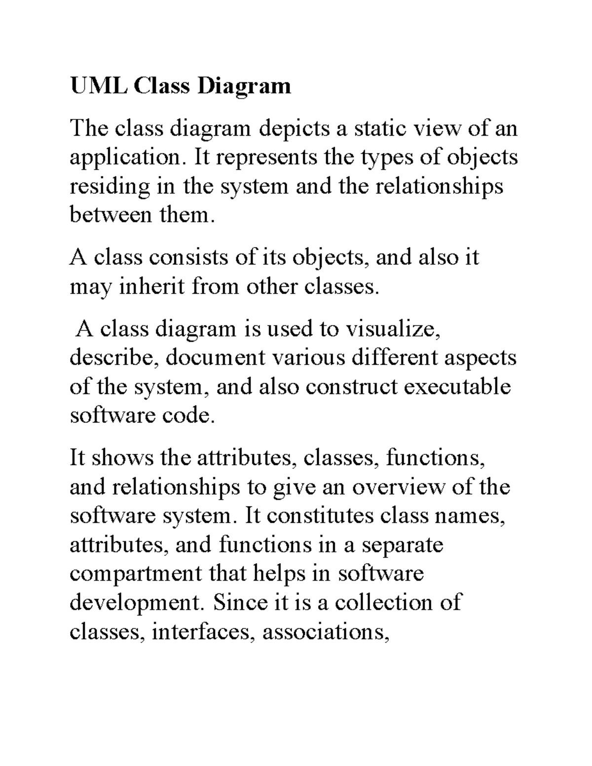 UML Class Diagram - UML Class Diagram The class diagram depicts a ...