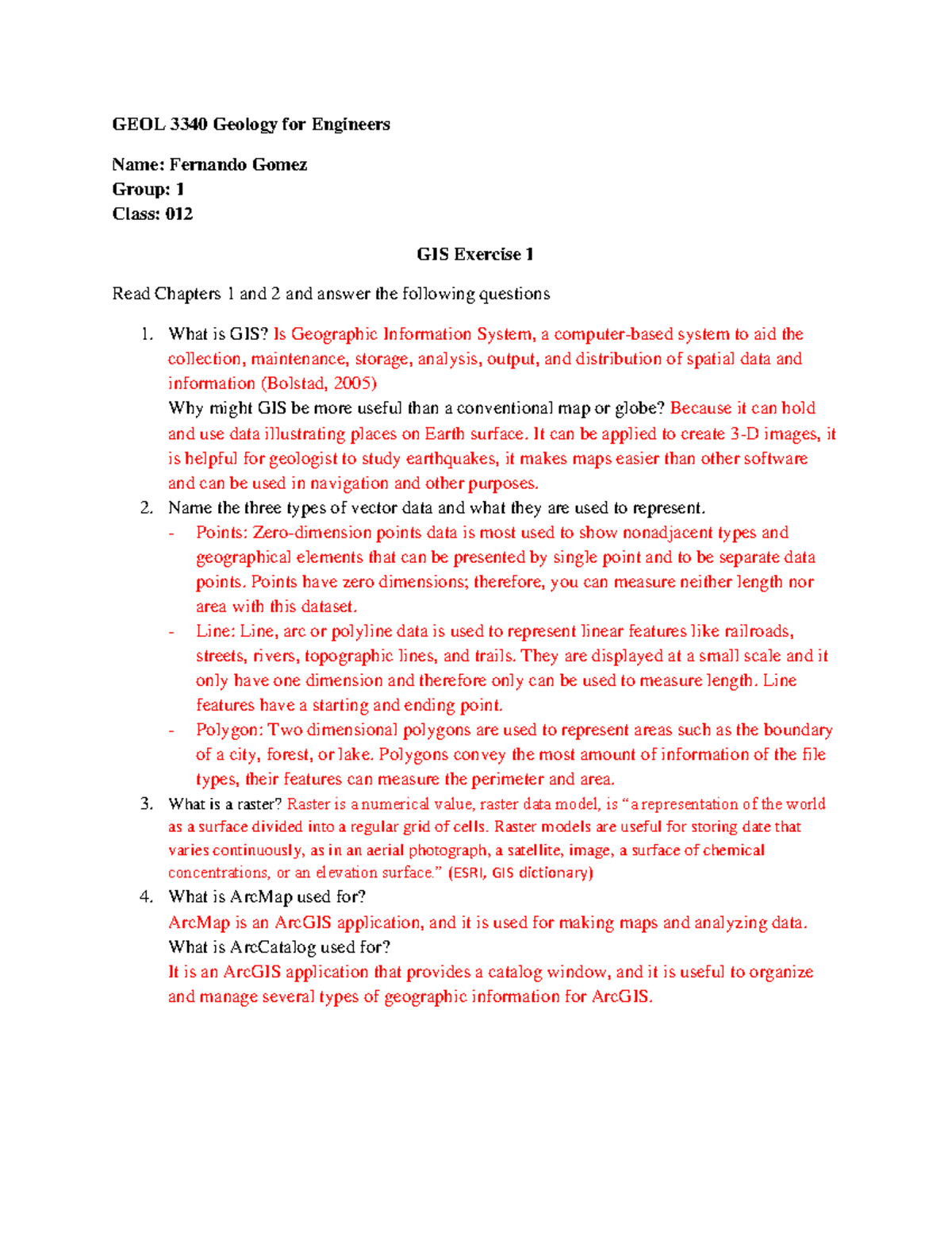 Lab 2 - GIS Exercise 1 - Lab report 2 - GEOL 3340 Geology for Engineers ...