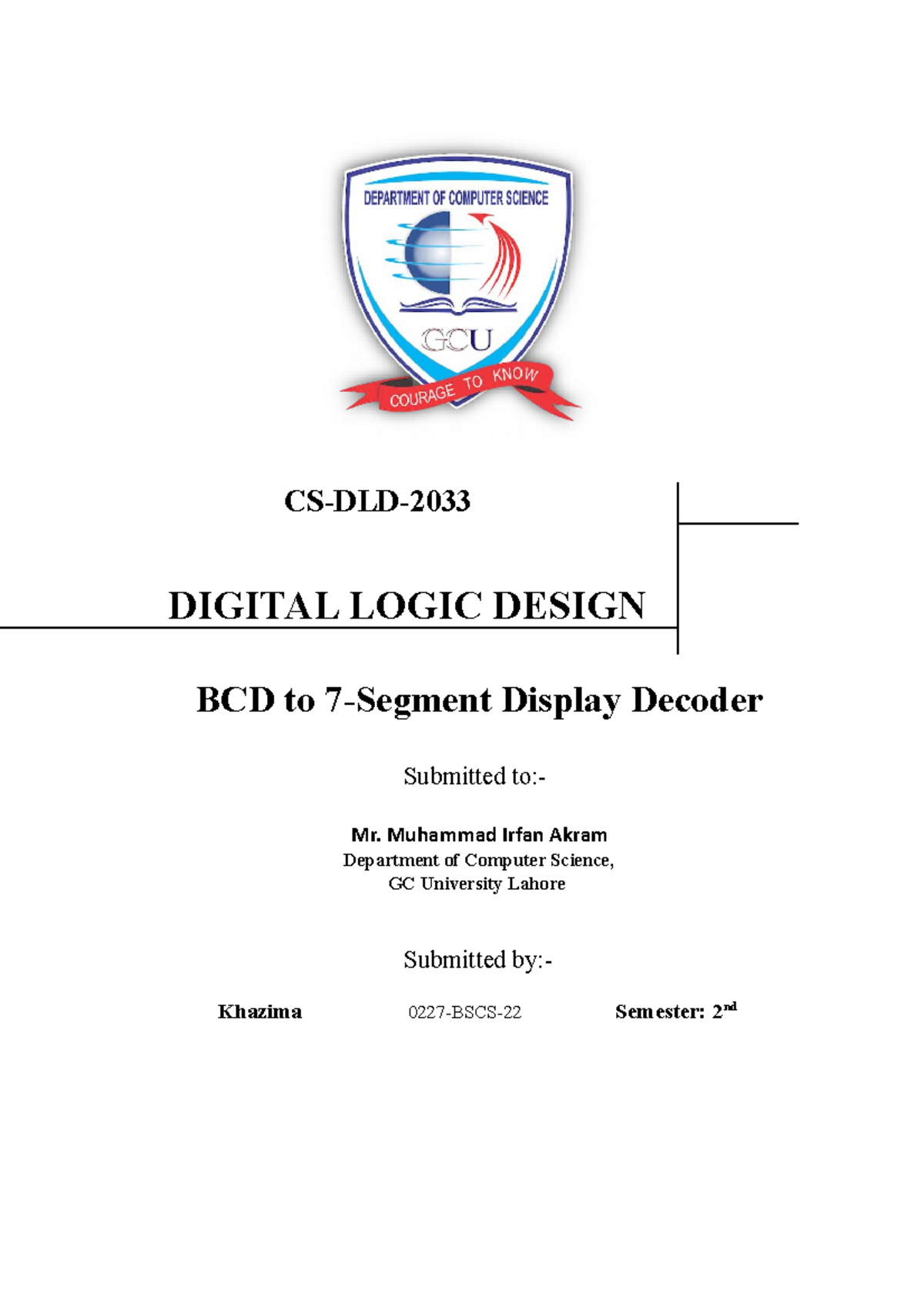 7-Segment display (0227) - CS-DLD- DIGITAL LOGIC DESIGN BCD to 7 ...
