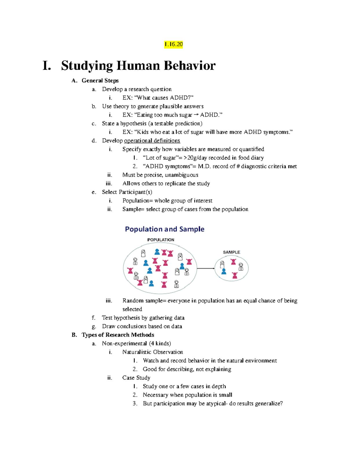 Psychology - Lecture notes 10 - 1. I. Studying Human Behavior A ...