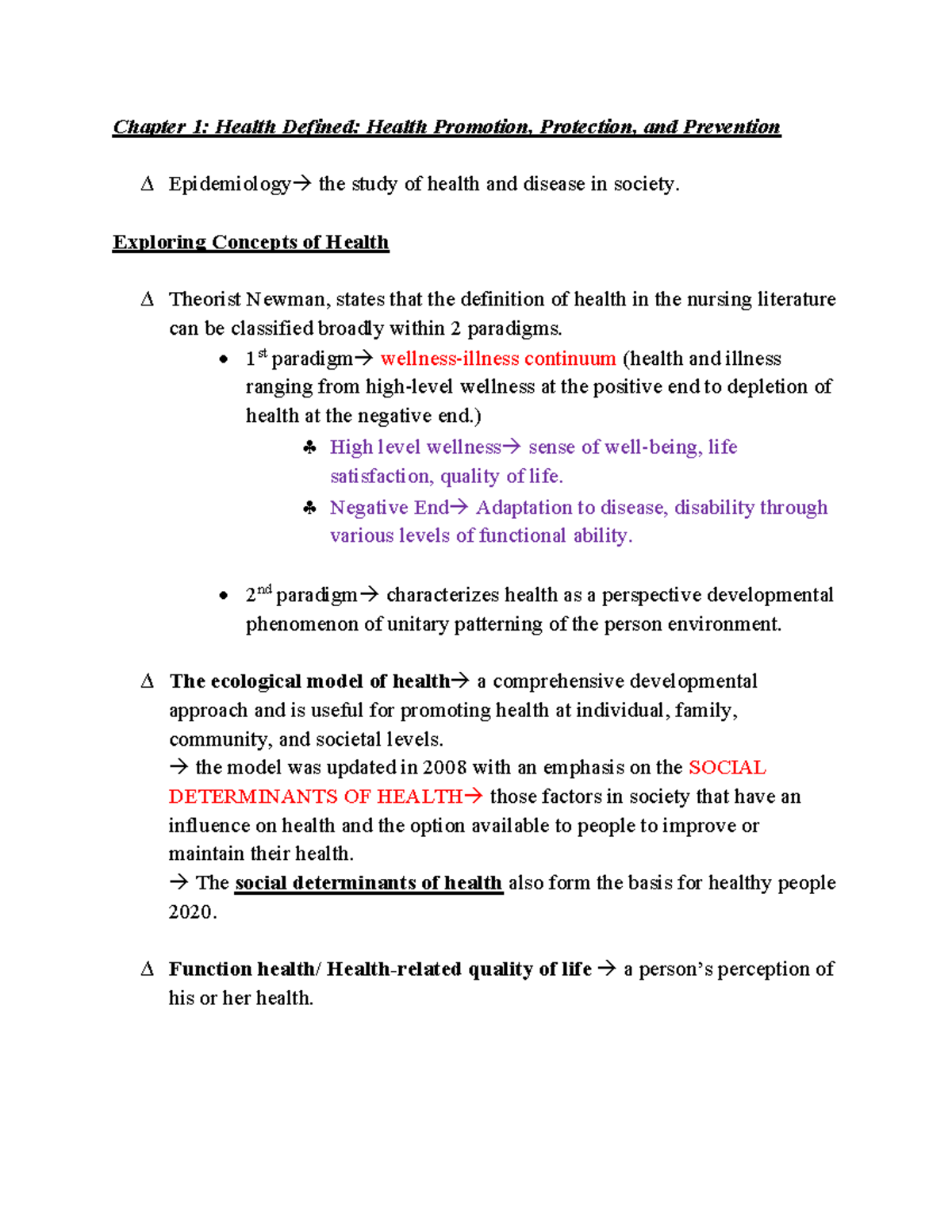 Chapter 1 Health Defined health Promotion, Protection, and Prevention - Chapter 1: Health ...