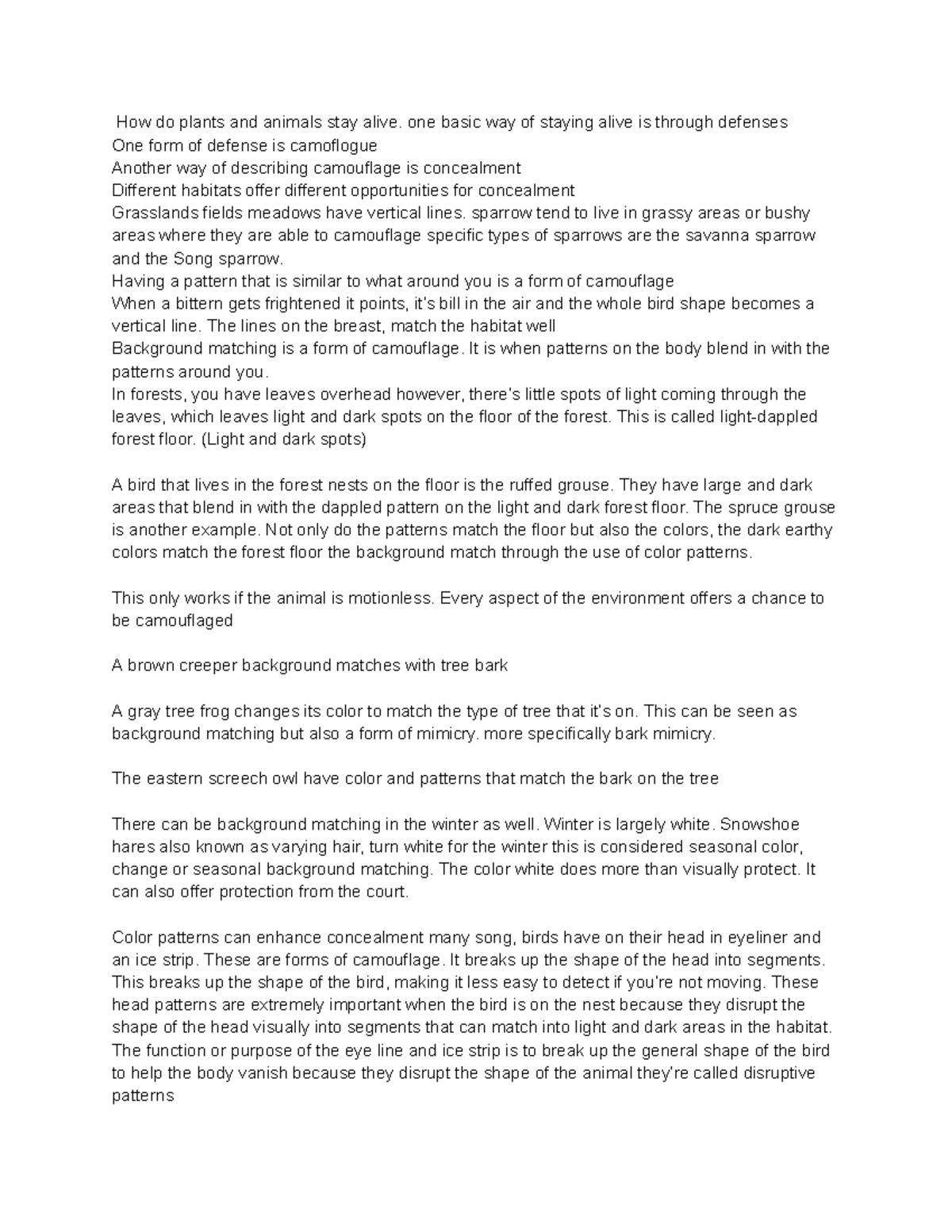 Natural History Notes - How do plants and animals stay alive. one basic ...