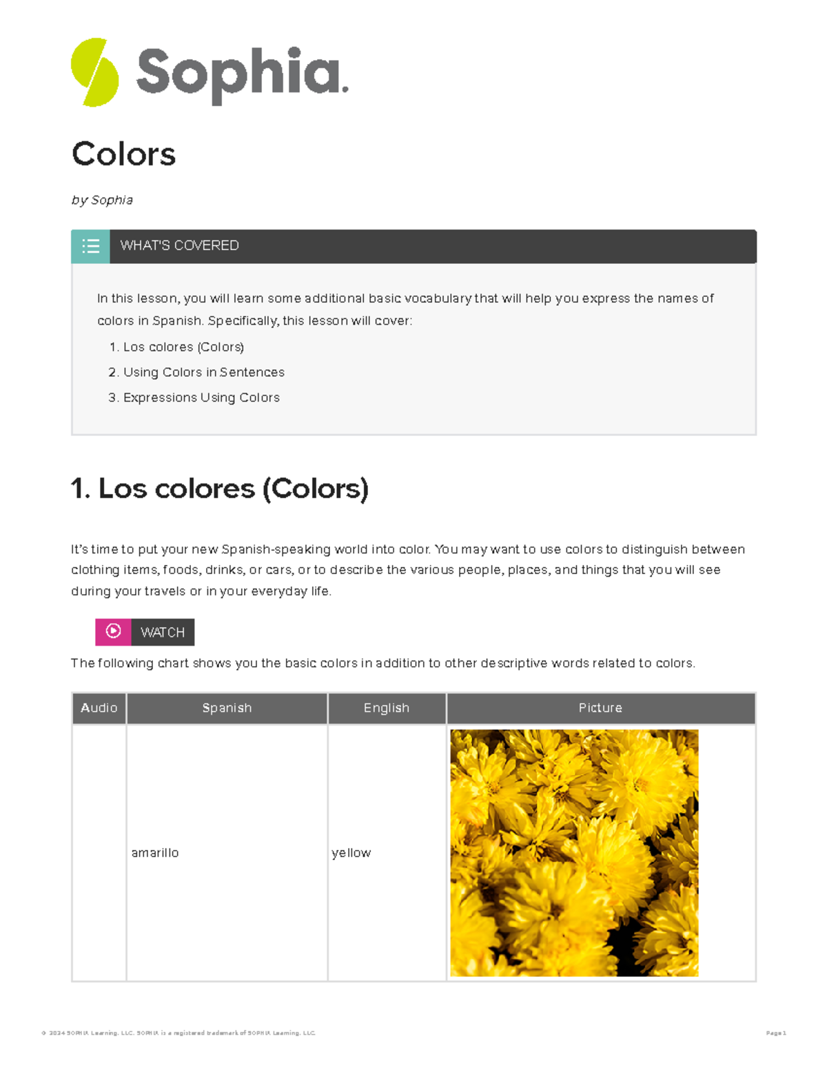 Colors-7 - more notes - Colors by Sophia In this lesson, you will learn ...