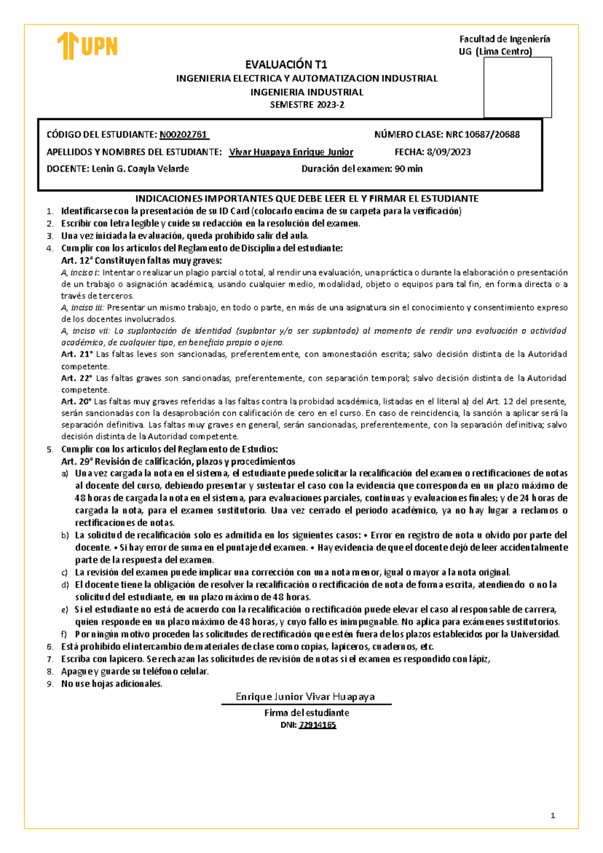T1 Enrique Junior Vivar Huapaya - UG (Lima Centro) EVALUACIÓN T ...