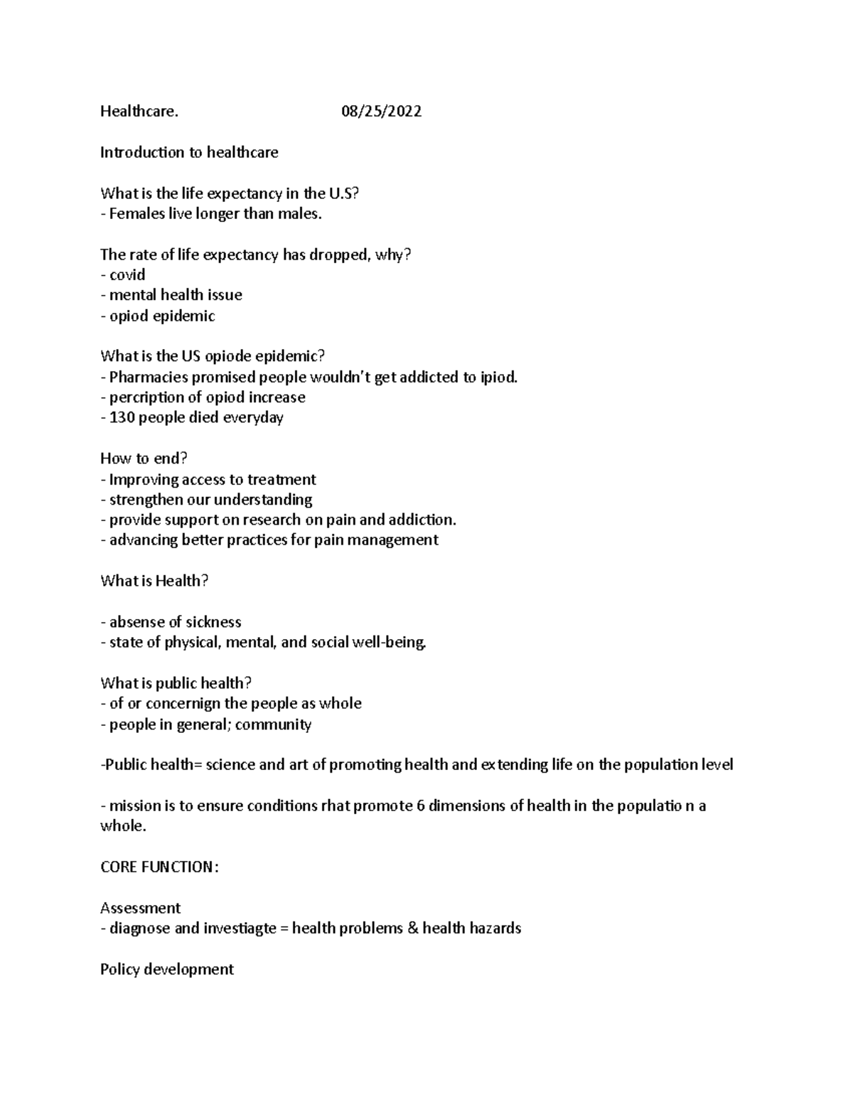 Healthcare - Mengxi assignment - Healthcare. 08/25/ Introduction to ...