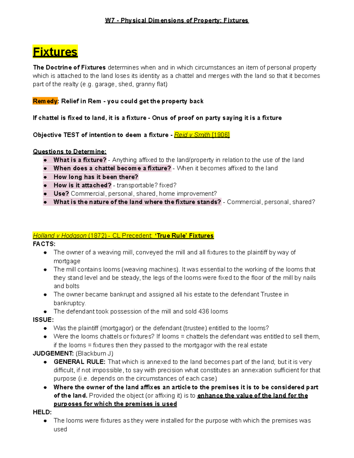 W7 - Fixtures & Chattels - W7 - Physical Dimensions of Property ...