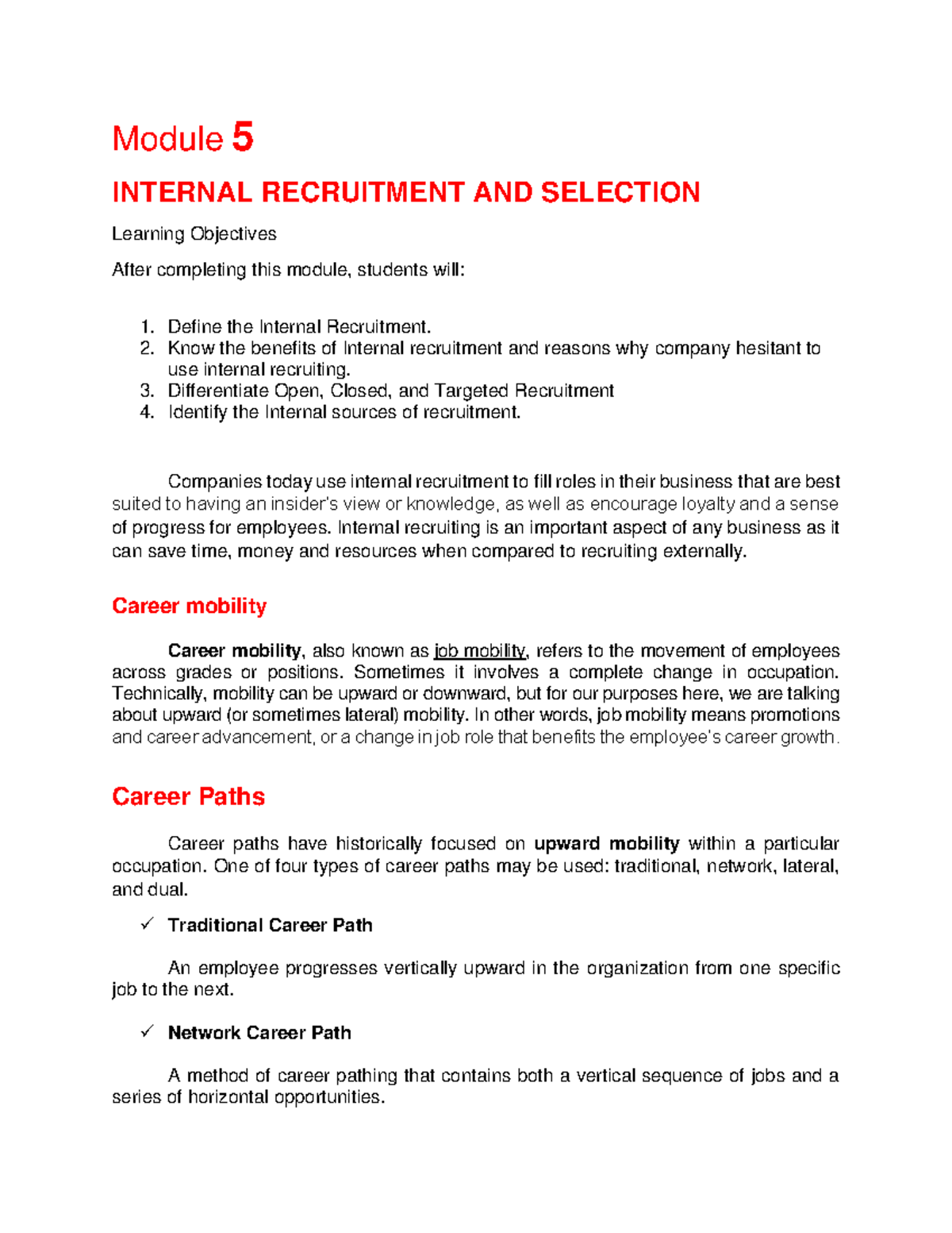 Internal Recruitment - Human Resource Management - Studocu