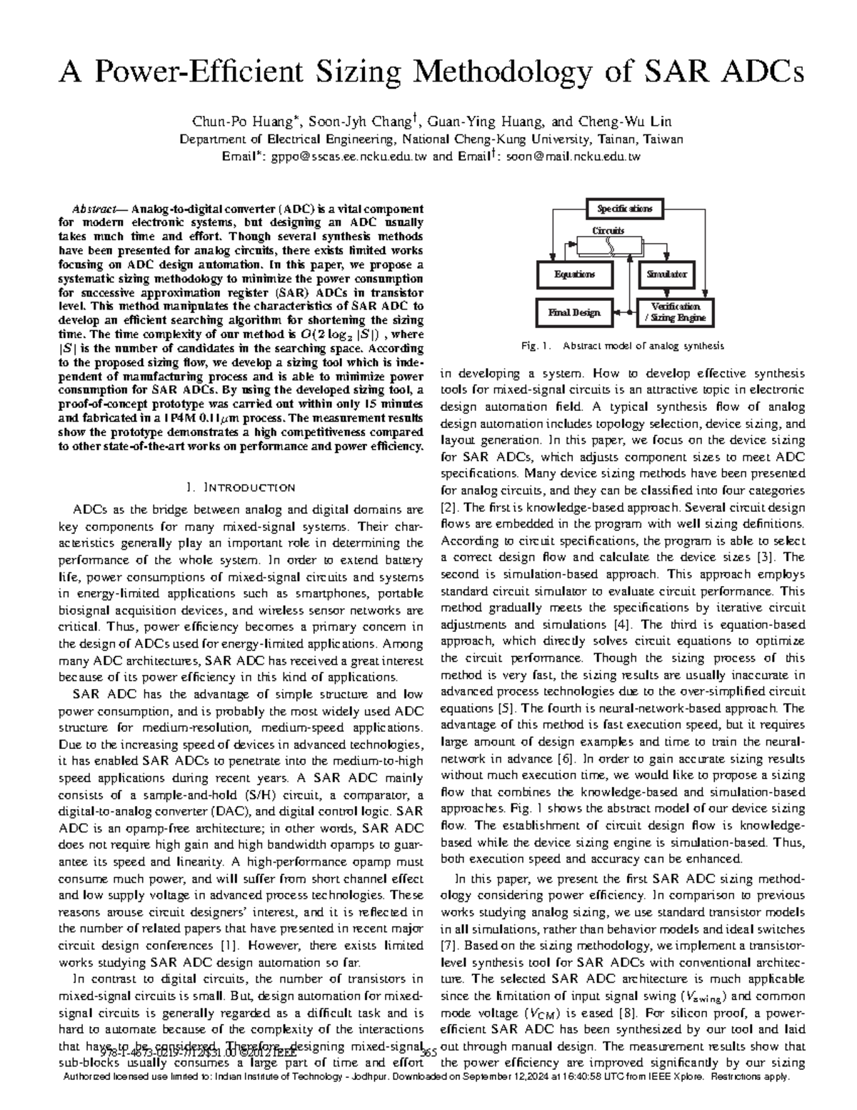 A power-efficient sizing methodology of SAR ADCs - A Power-Efficient ...
