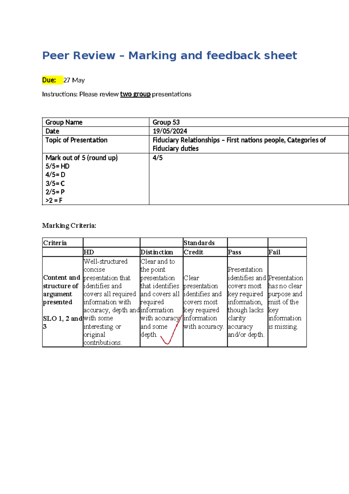 Assessment 2 Peer Review Sheet 2024 - Ahmad .Y - Peer Review – Marking ...