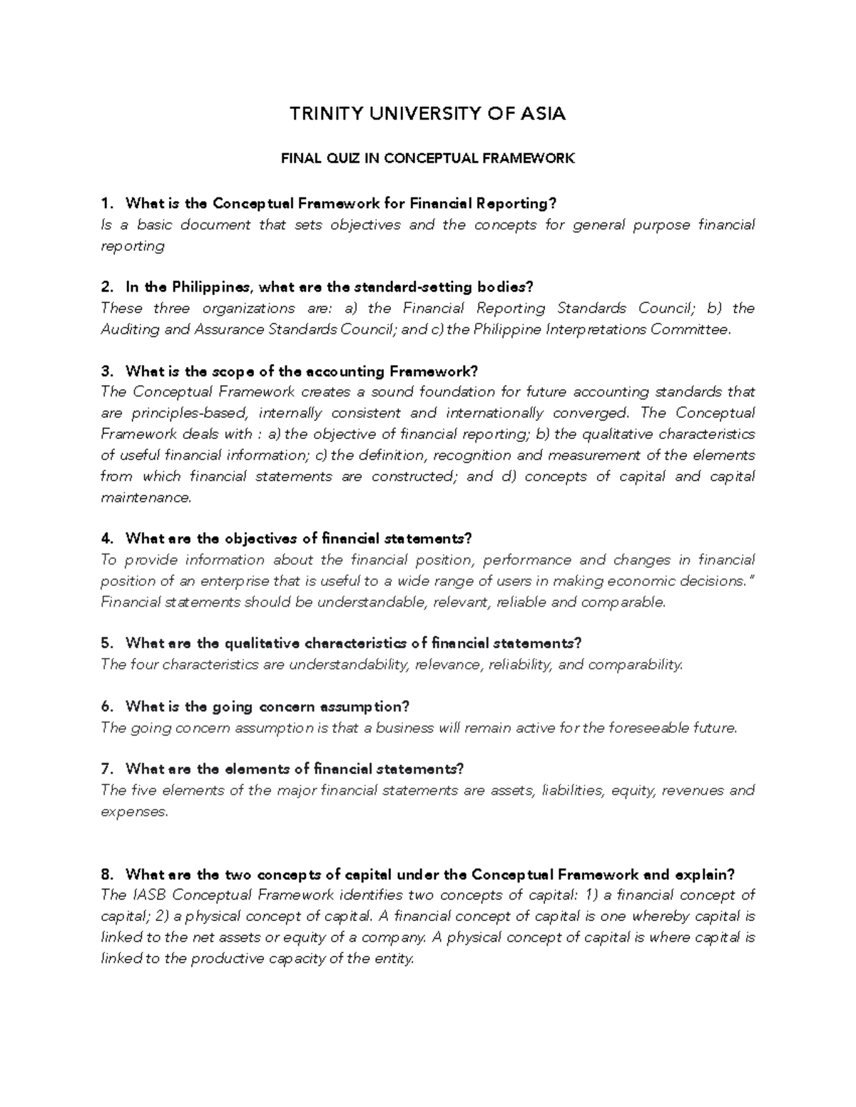 Acctg 111 Final Quiz - TRINITY UNIVERSITY OF ASIA FINAL QUIZ IN ...