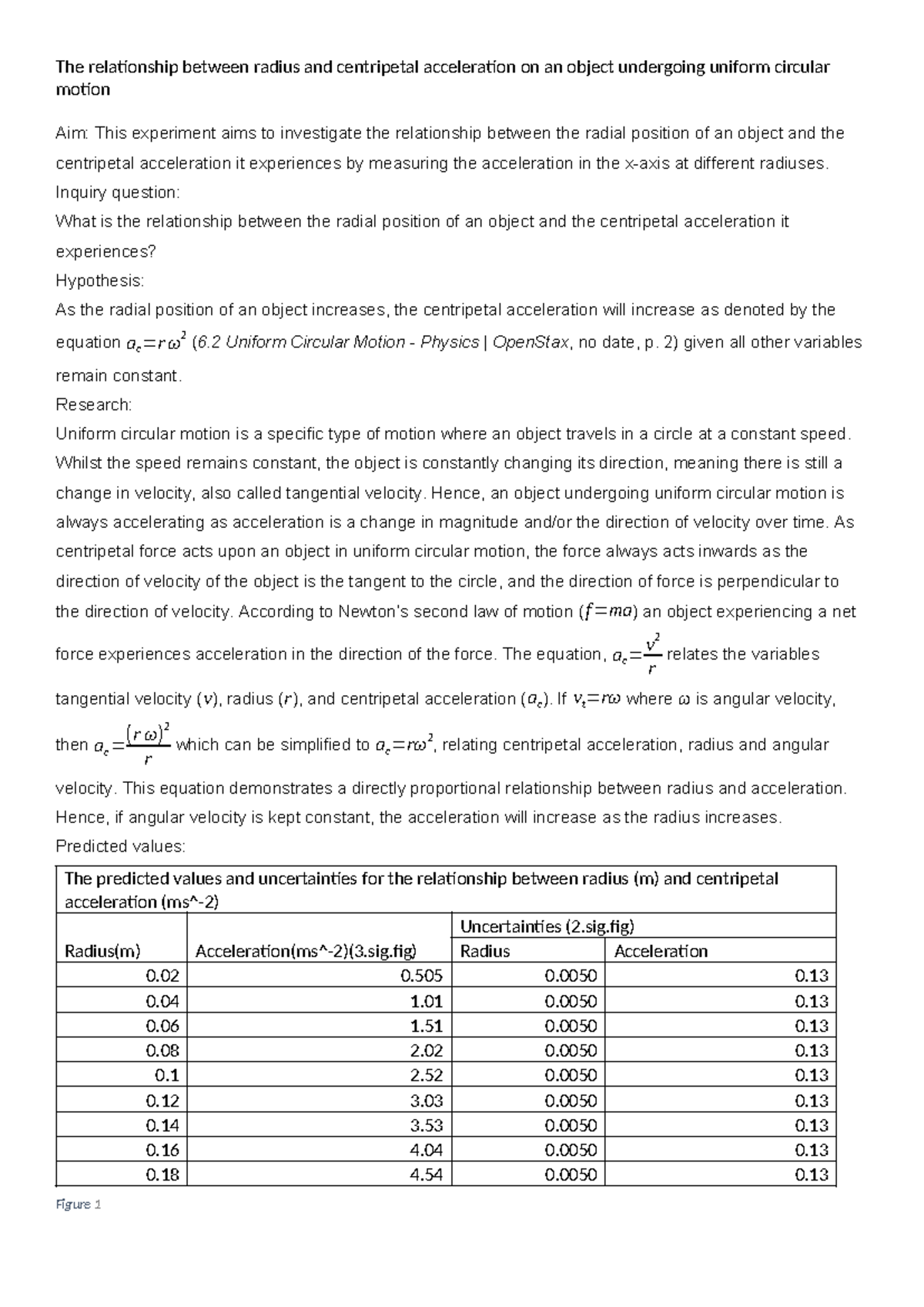 Depth study mod 5 - The relationship between radius and centripetal ...