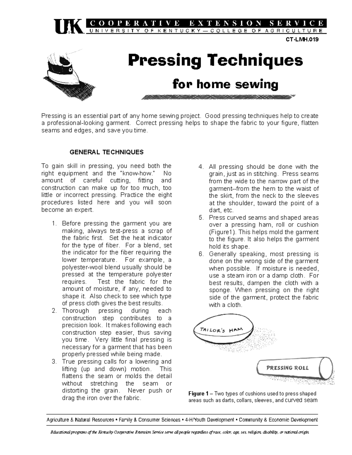 Pressing technique - DRESSMAKING - Educational programs of the Kentucky ...