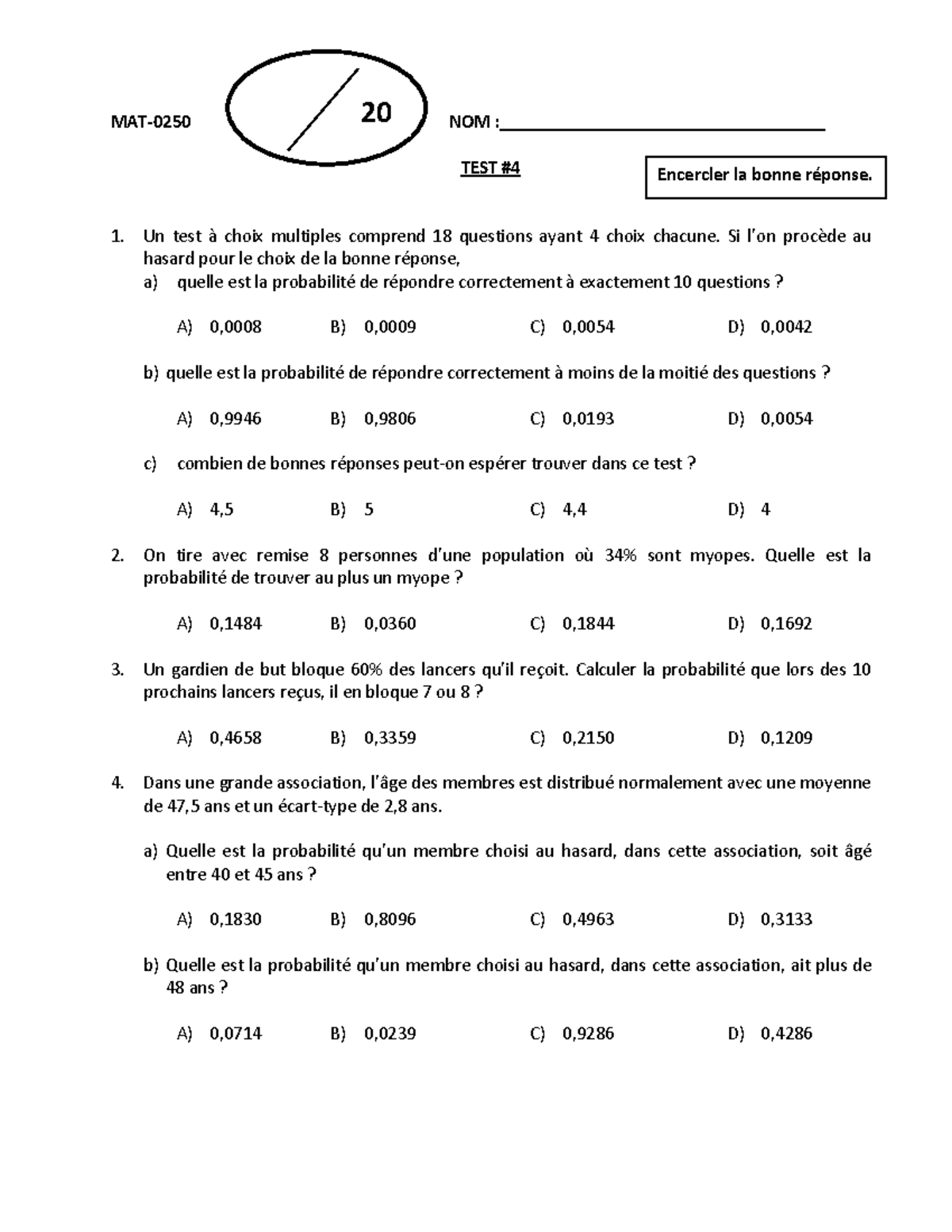 T4 hiv20 - test 4 - MAT-0250 NOM ...