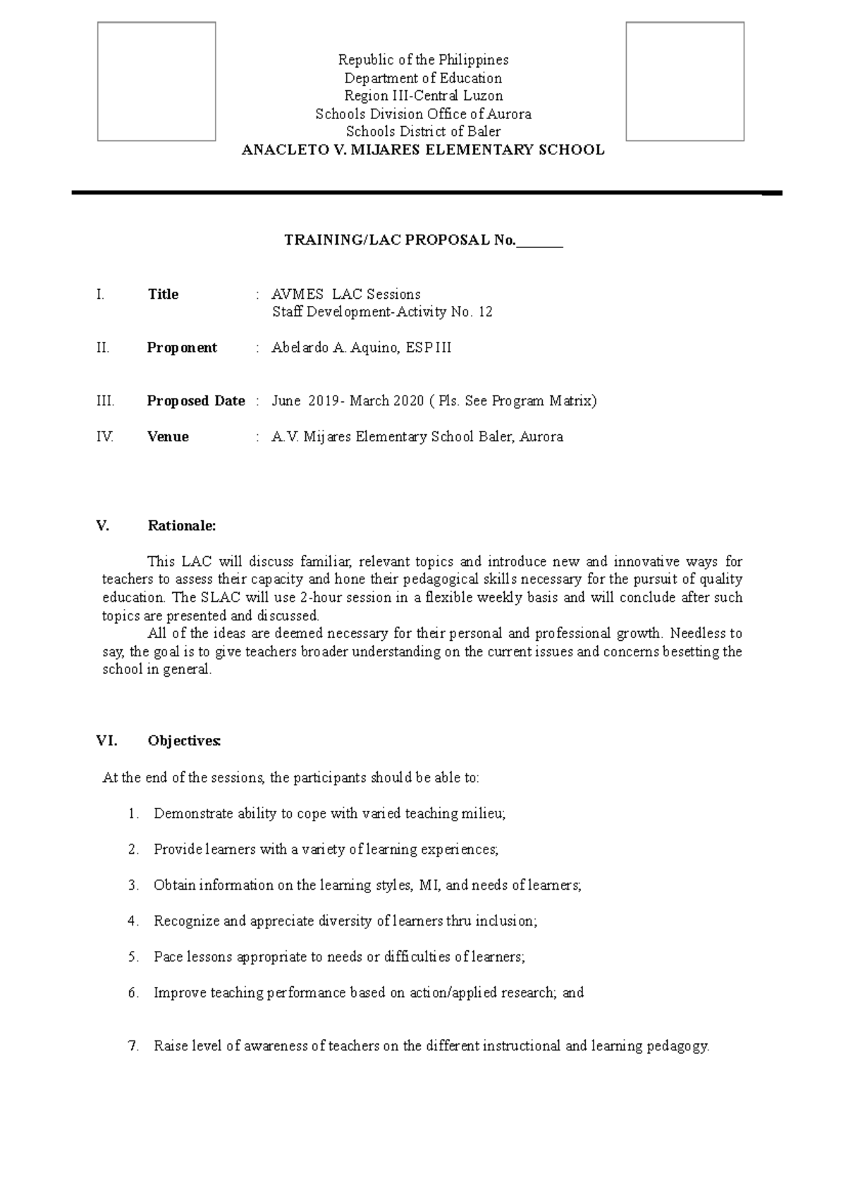 Avmes LAC Proposal 2020-2021 - Research Methods - Studocu