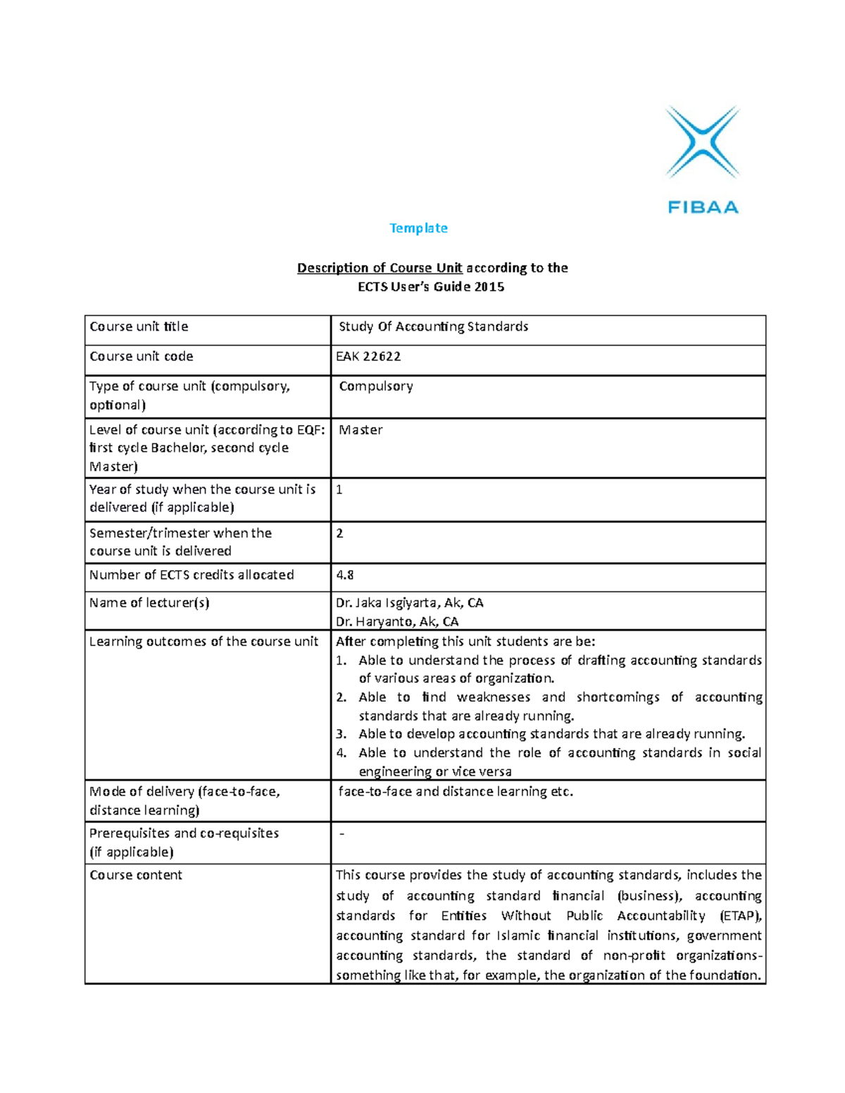 Fibaa- Modul-II-C-2-Study Of Accounting Standards - Template Description of Course Unit ...