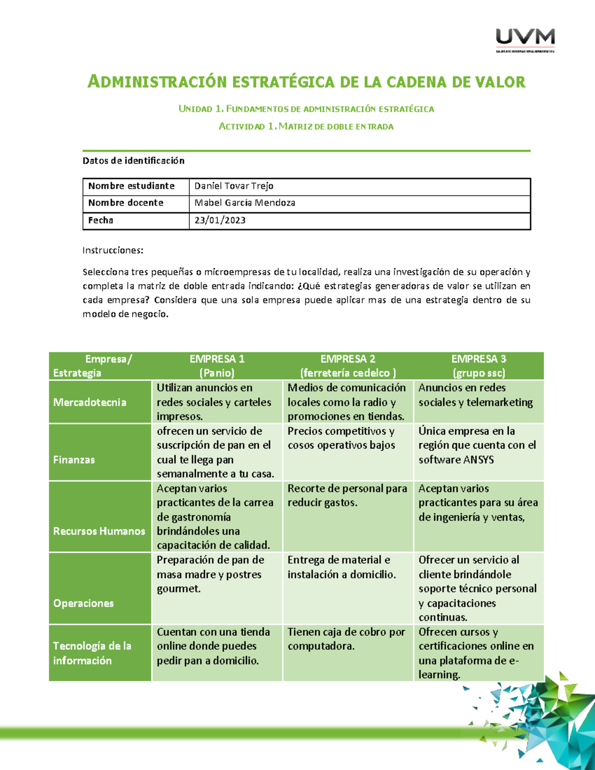 A1 DTT - actividad 1 matriz de doble entrada - ADMINISTRACIÓN ...
