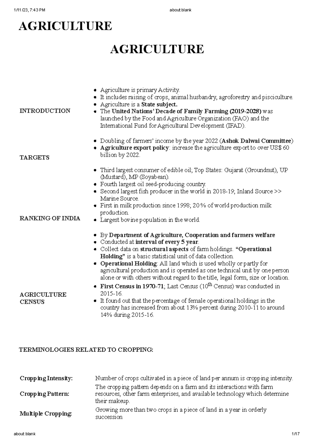 indian economy agriculture - AGRICULTURE AGRICULTURE INTRODUCTION ...