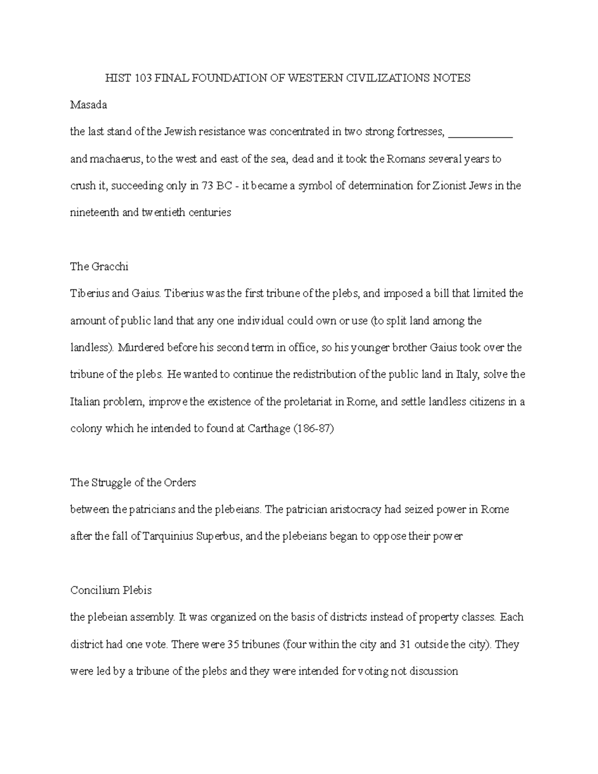 HIST 103 Final Foundation OF Western Civilizations Notes - HIST 103 ...