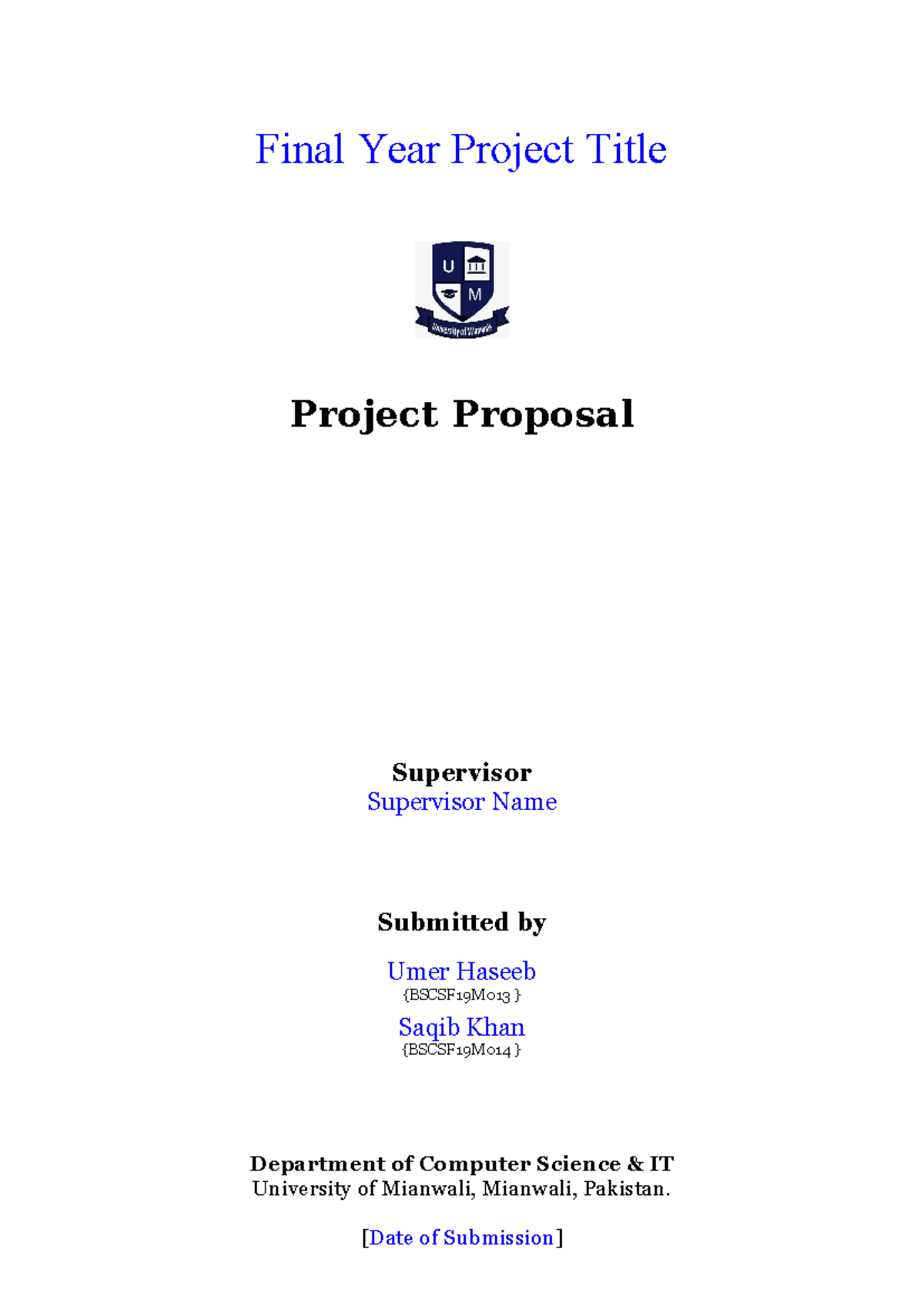 FYP - FYP - Final Year Project Title Project Proposal Supervisor ...