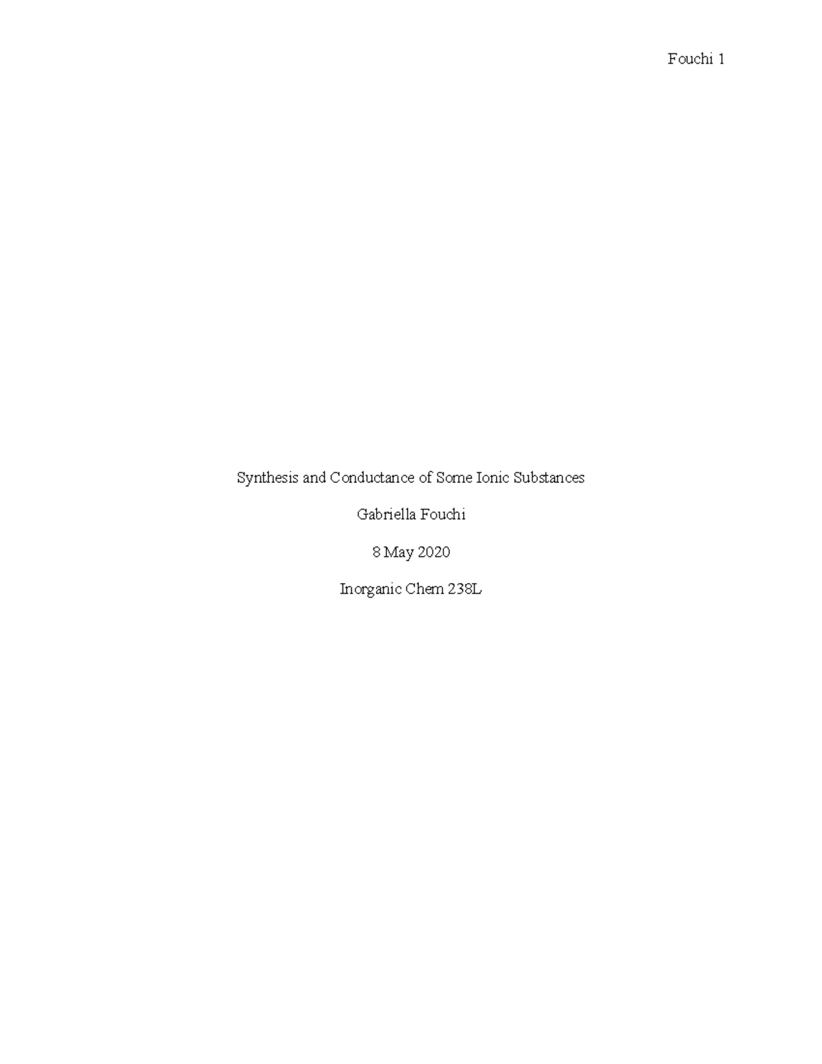 Lab 7 Formal Report word - Synthesis and Conductance of Some Ionic ...