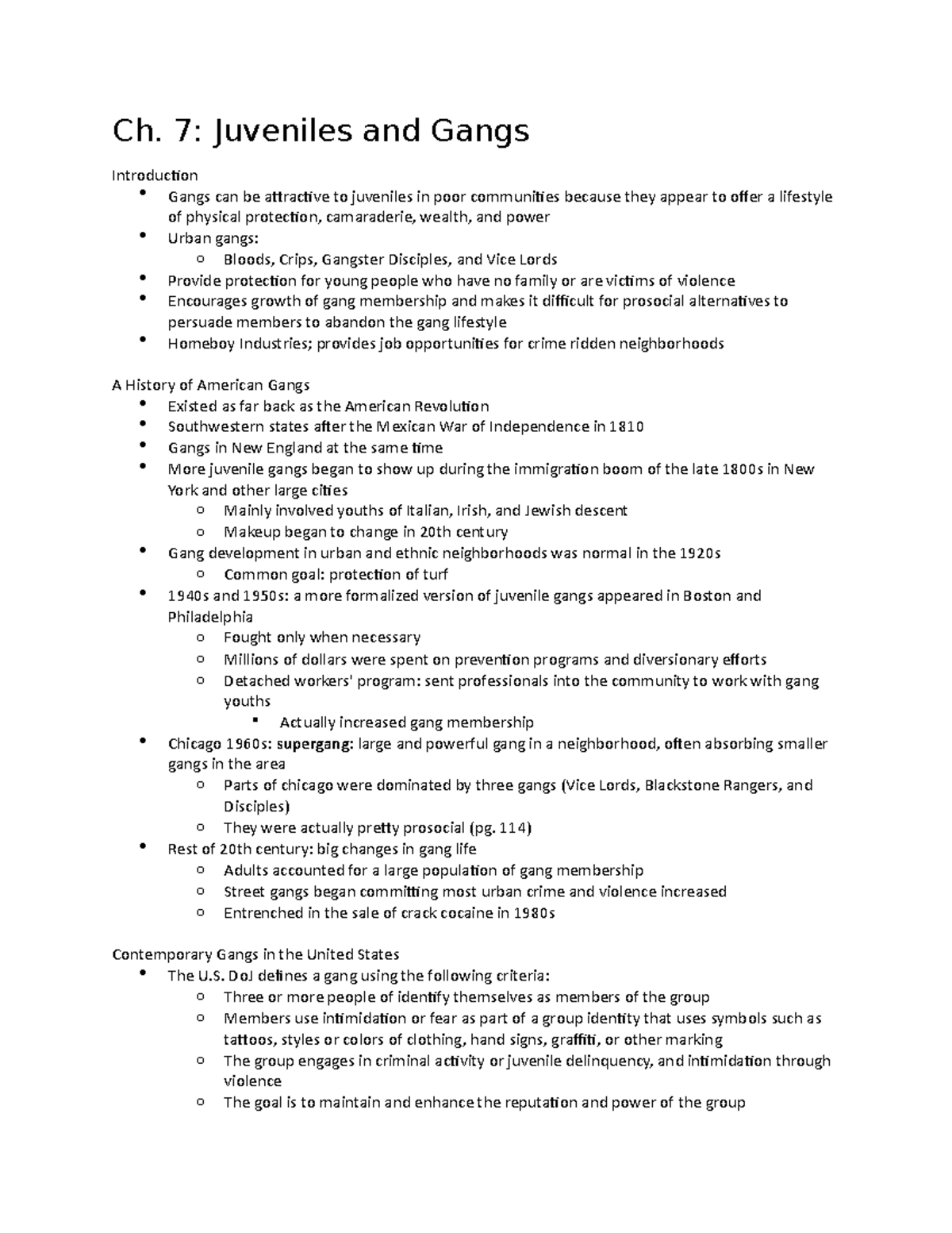 Chapter 7 Juveniles and Gangs CJ 317 - Ch. 7: Juveniles and Gangs ...