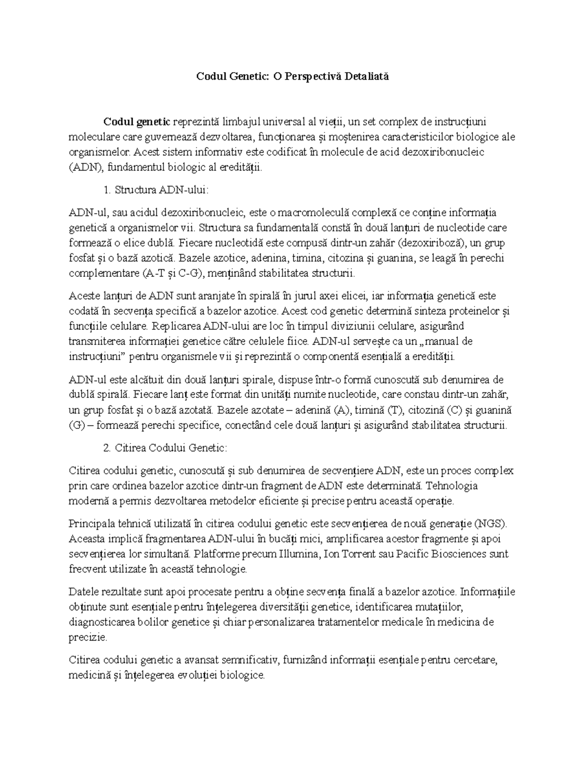 Cod genetic prezentare generala - Codul Genetic: O Perspectivă ...