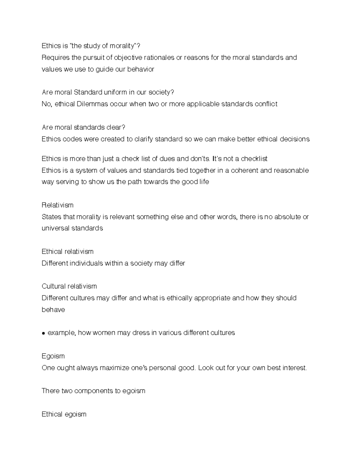 Sts432 5 - STS 432 study guide - Ethics is “the study of morality ...