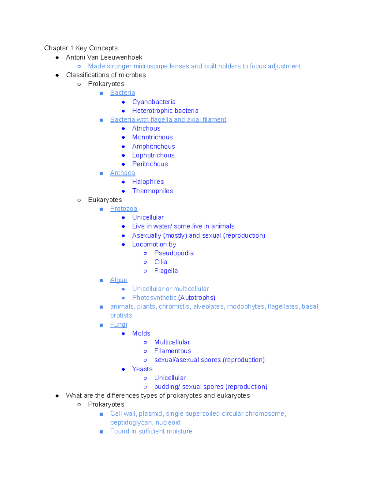 Microbiology Study Guides - Chapter 1 Key Concepts Antoni Van ...