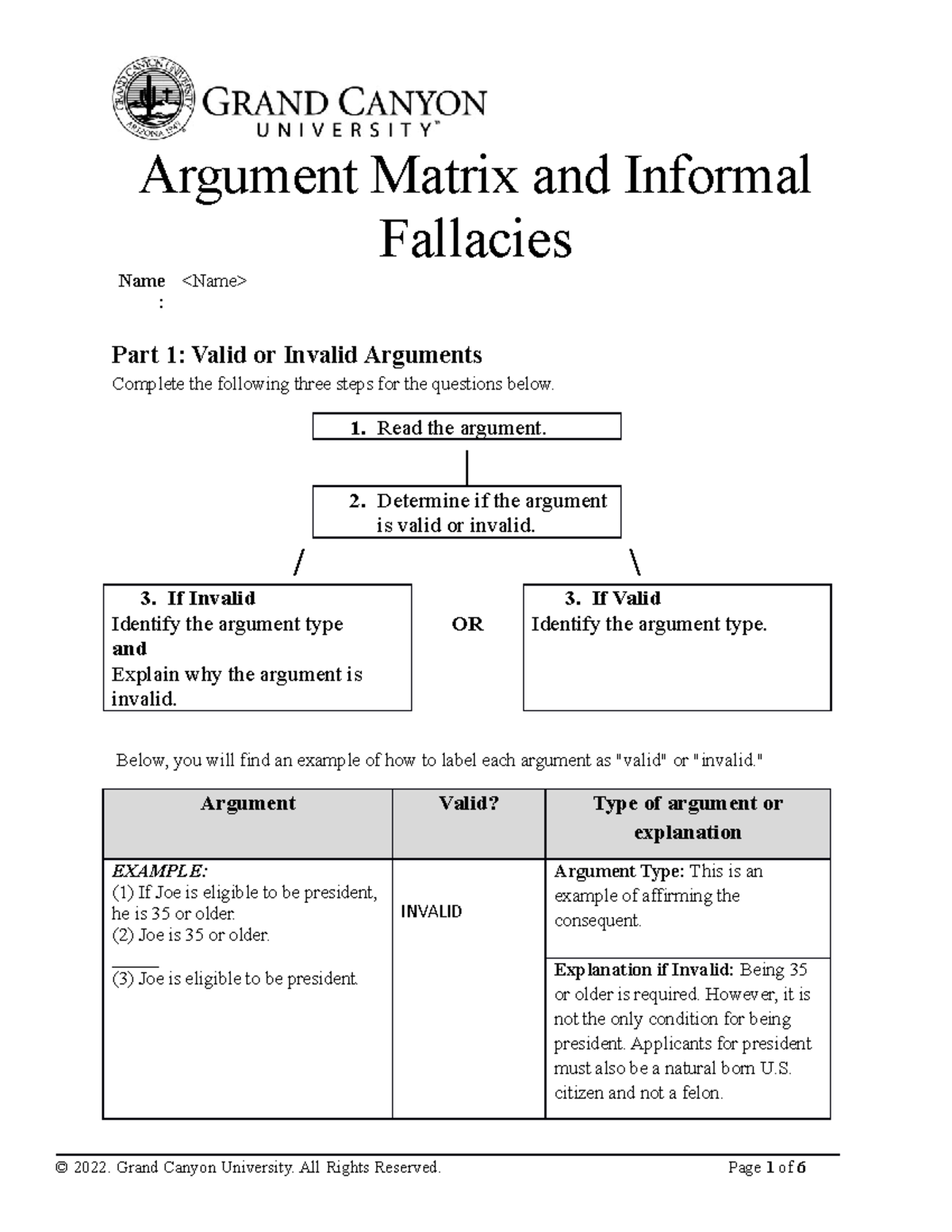 Argument Matrix Informal Fallacies - Argument Matrix and Informal ...