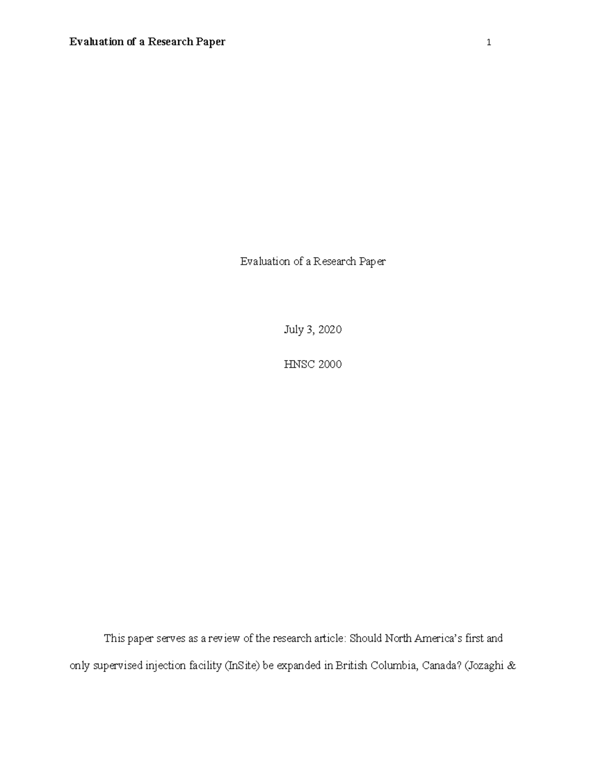 Review Paper - MDH - evaluation of research - Evaluation of a Research ...