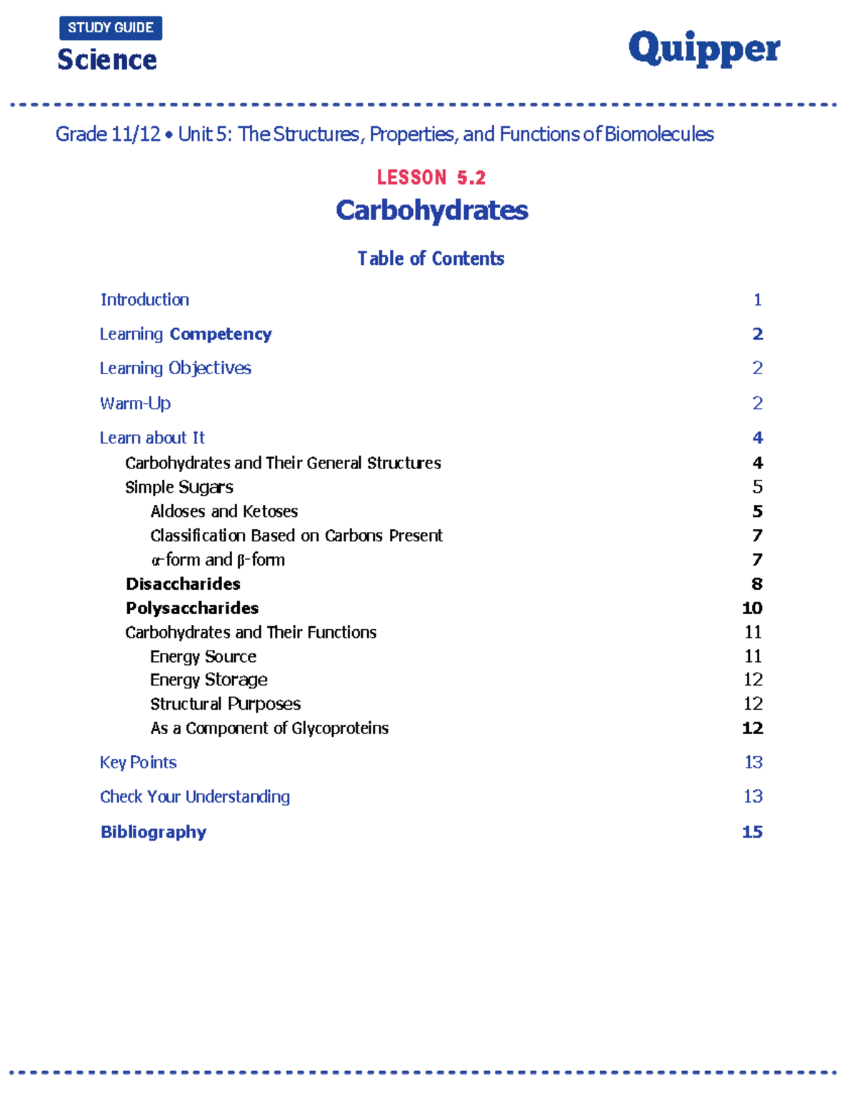 THE Carbohydrates Components, Structure and its Functions 0 - Grade 11/ ...