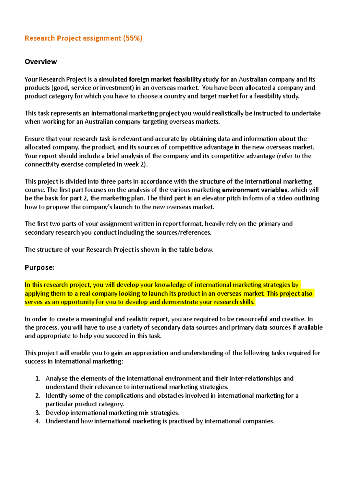 Research Project Assignment Guide - Research Project assignment (55% ...
