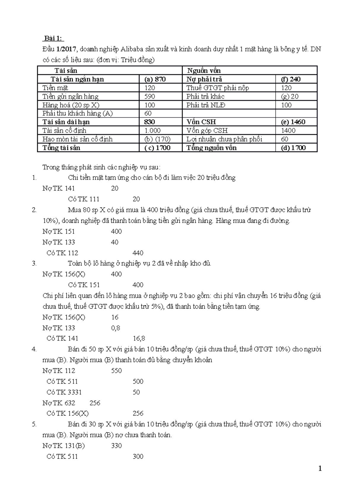 Đáp án bài tập C5 - mmmmsss - Bài 1 : Đầu 1/2017, doanh nghiệp Alibaba ...