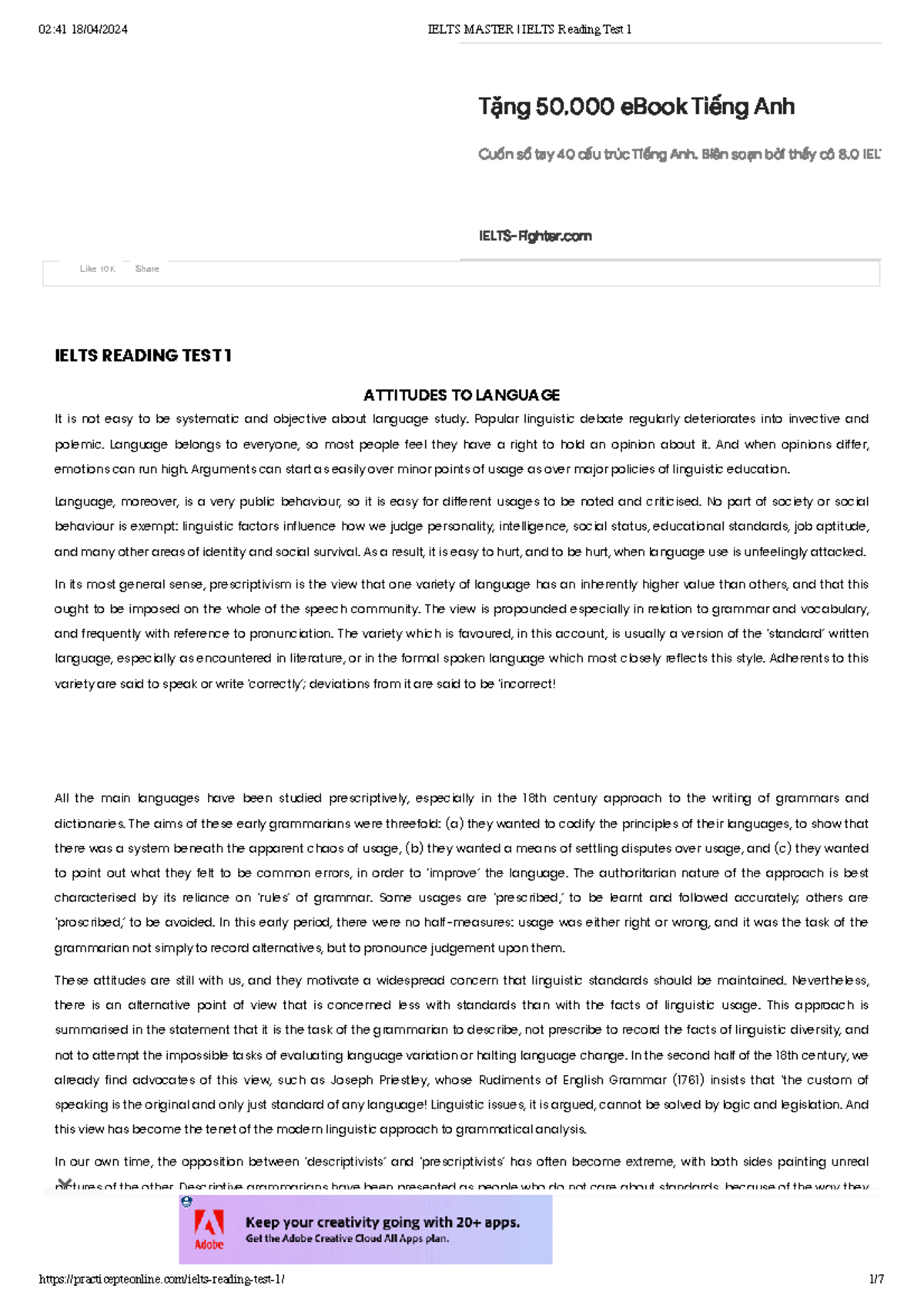 Test 1 - dfvdf - Tặng 50 eBook Tiếng Anh Cuốn sổ tay 40 cấu trúc Tiếng ...