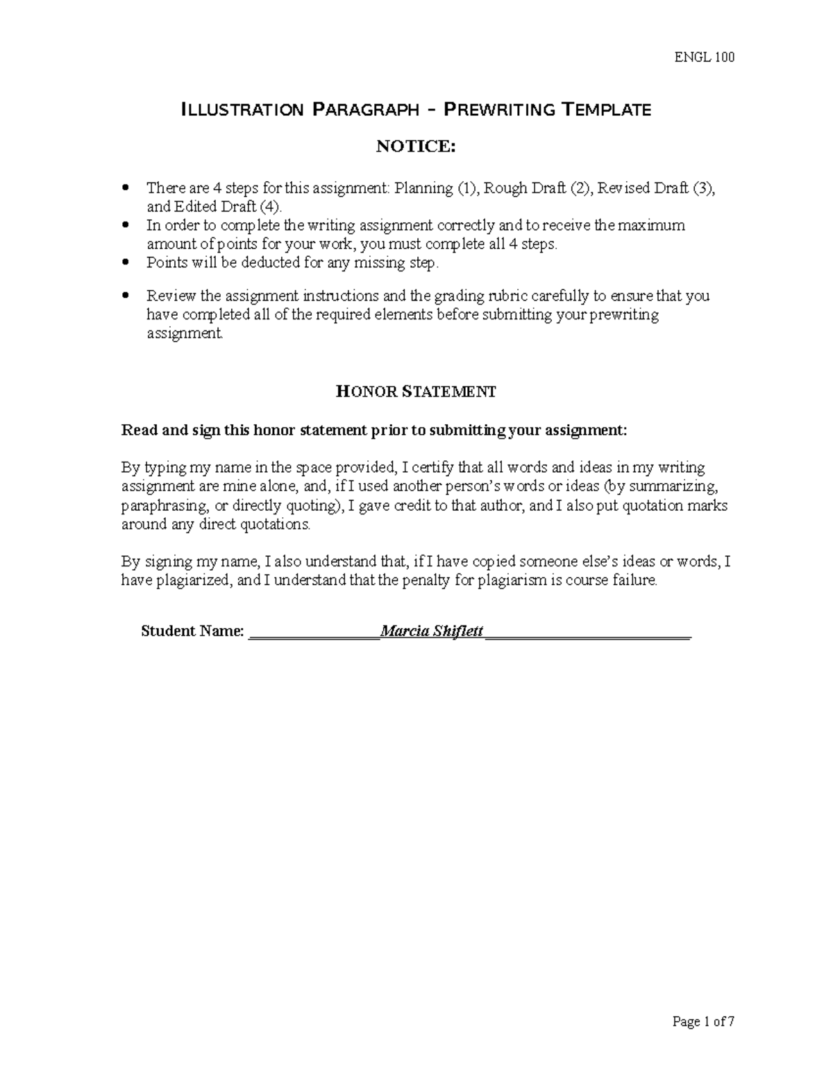Docx 2 - Classwork - ILLUSTRATION PARAGRAPH – PREWRITING TEMPLATE ...