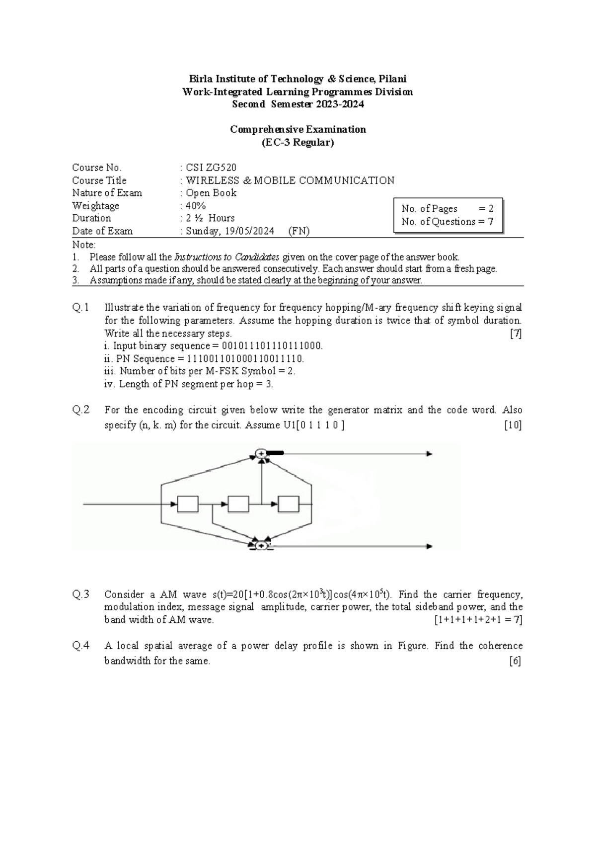 CSI ZG520 EC-3R Second SEM 2023-2024 - Birla Institute of Technology & Science, Pilani - Studocu