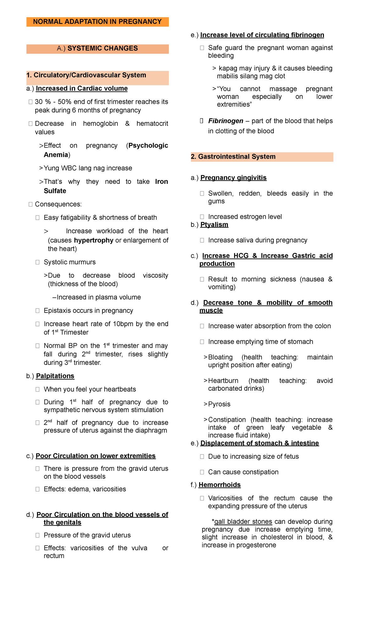 Normal Adapt- Midterm Reviewer-PART 2 - NORMAL ADAPTATION IN PREGNANCY ...