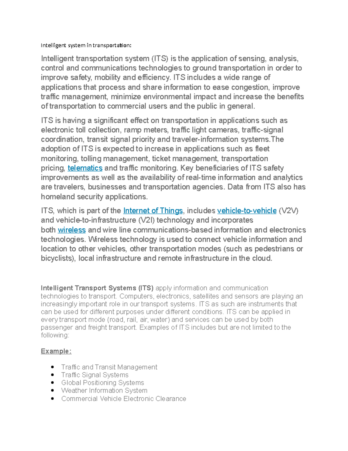 Intelligent system in transportation - Intelligent system in ...